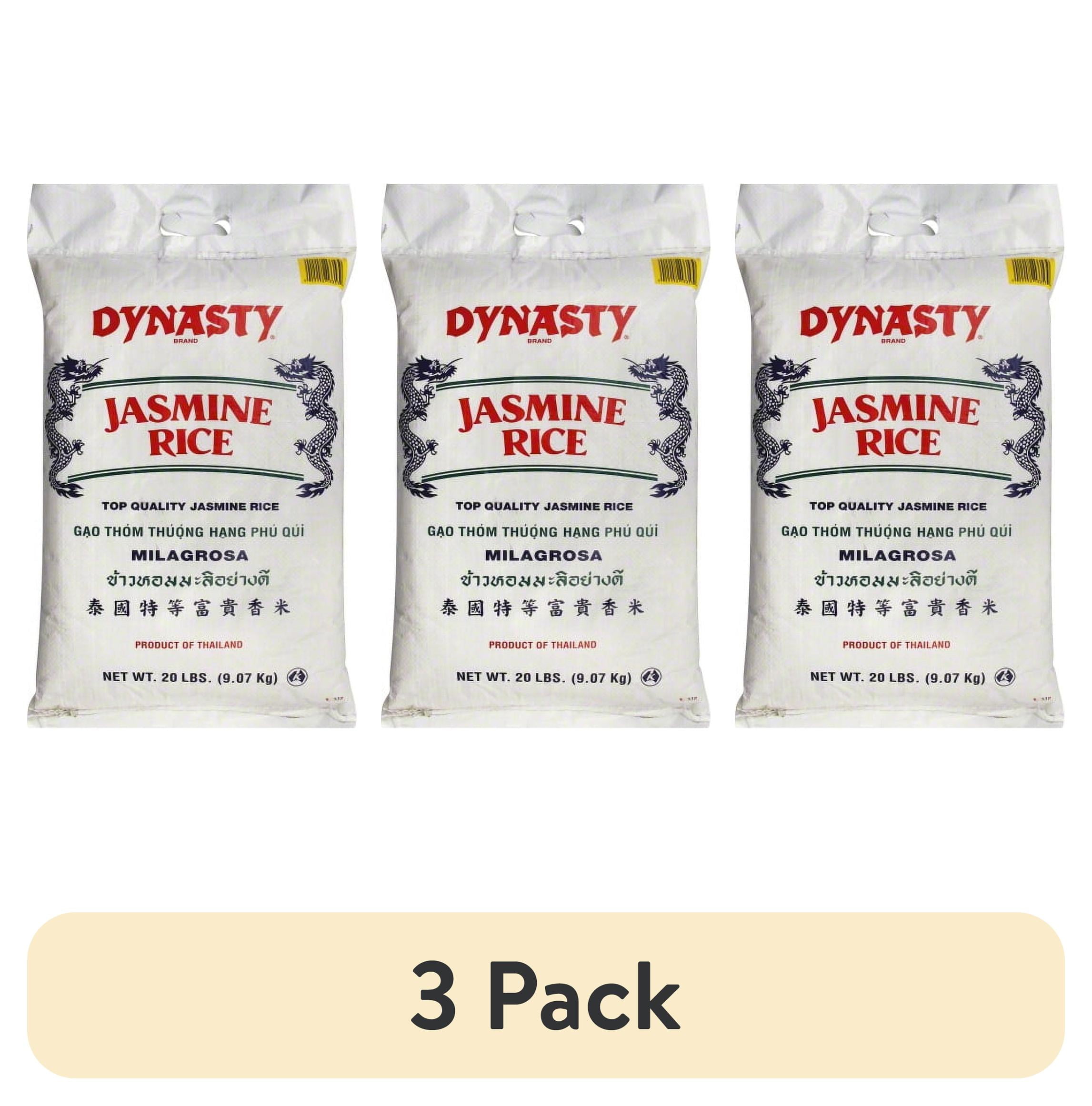 (3 pack) Dynasty Jasmine Rice, 20 lb bag, (Pack of 1), Allergens not ...