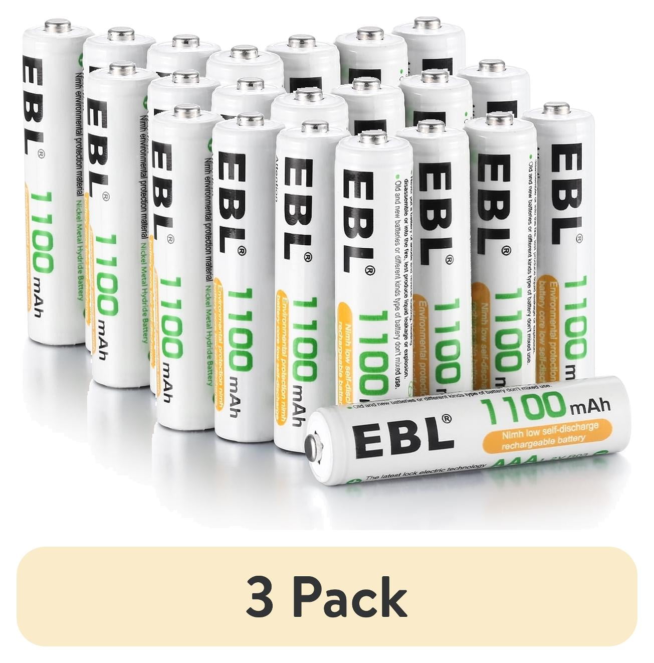 (3 pack) EBL AAA Battery 1100mAh Rechargeable Batteries for Camera Toys Flashlight, Ni-MH Triple ...