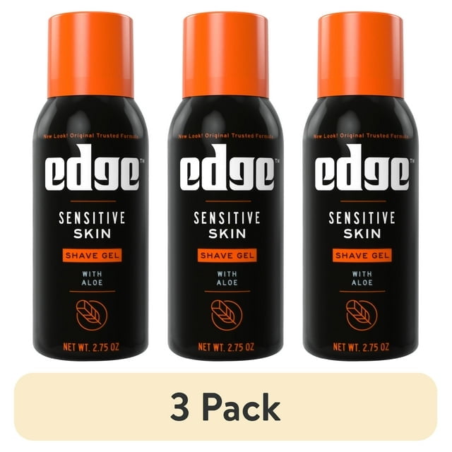 (3 pack) Edge Sensitive Skin Shave Gel for Men with Aloe, Unscented, 2. ...