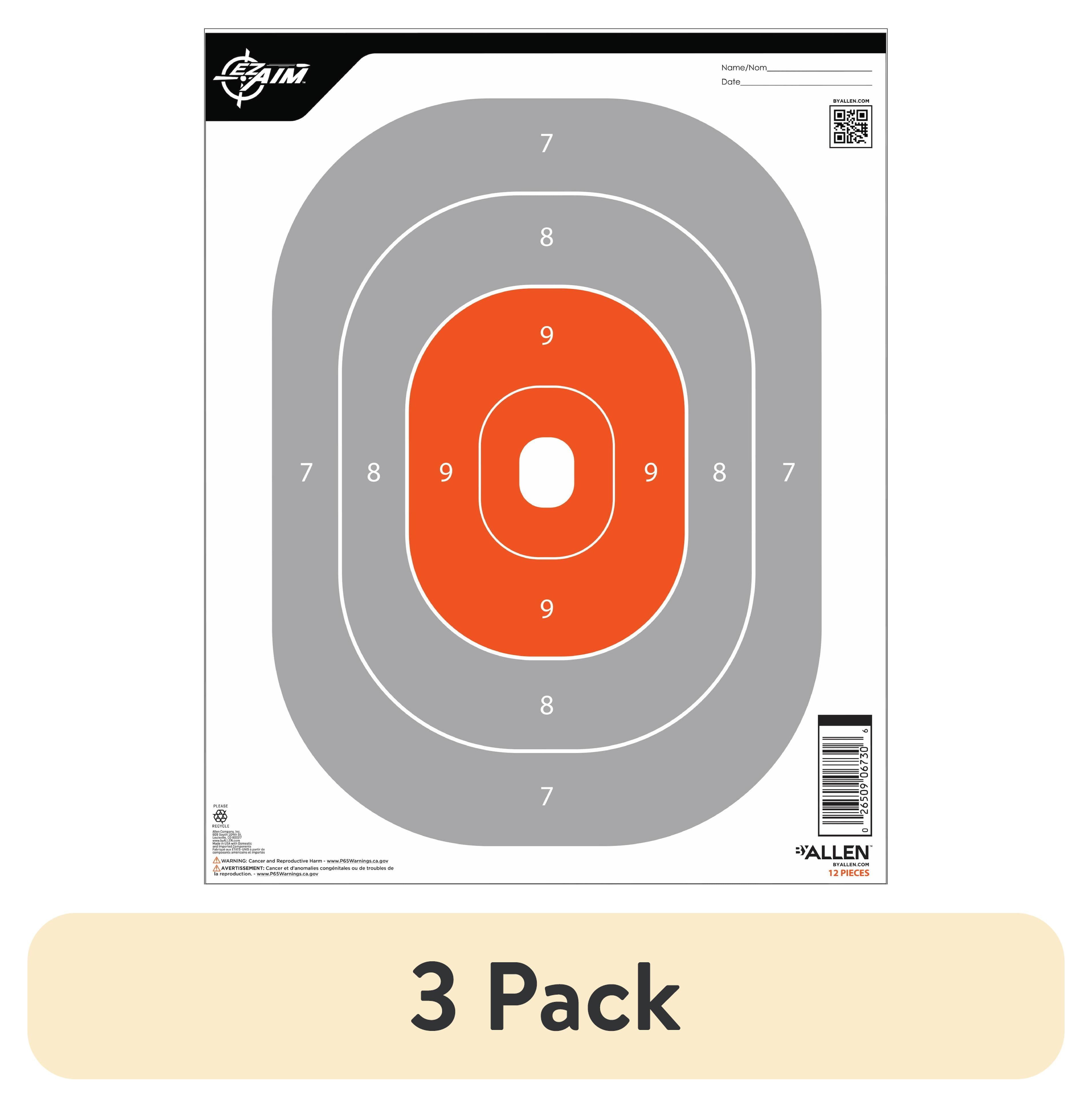 (3 pack) EZ Aim Paper Trainer Shooting Targets, 12"W x 15"H, 0.39 lb,12 ...