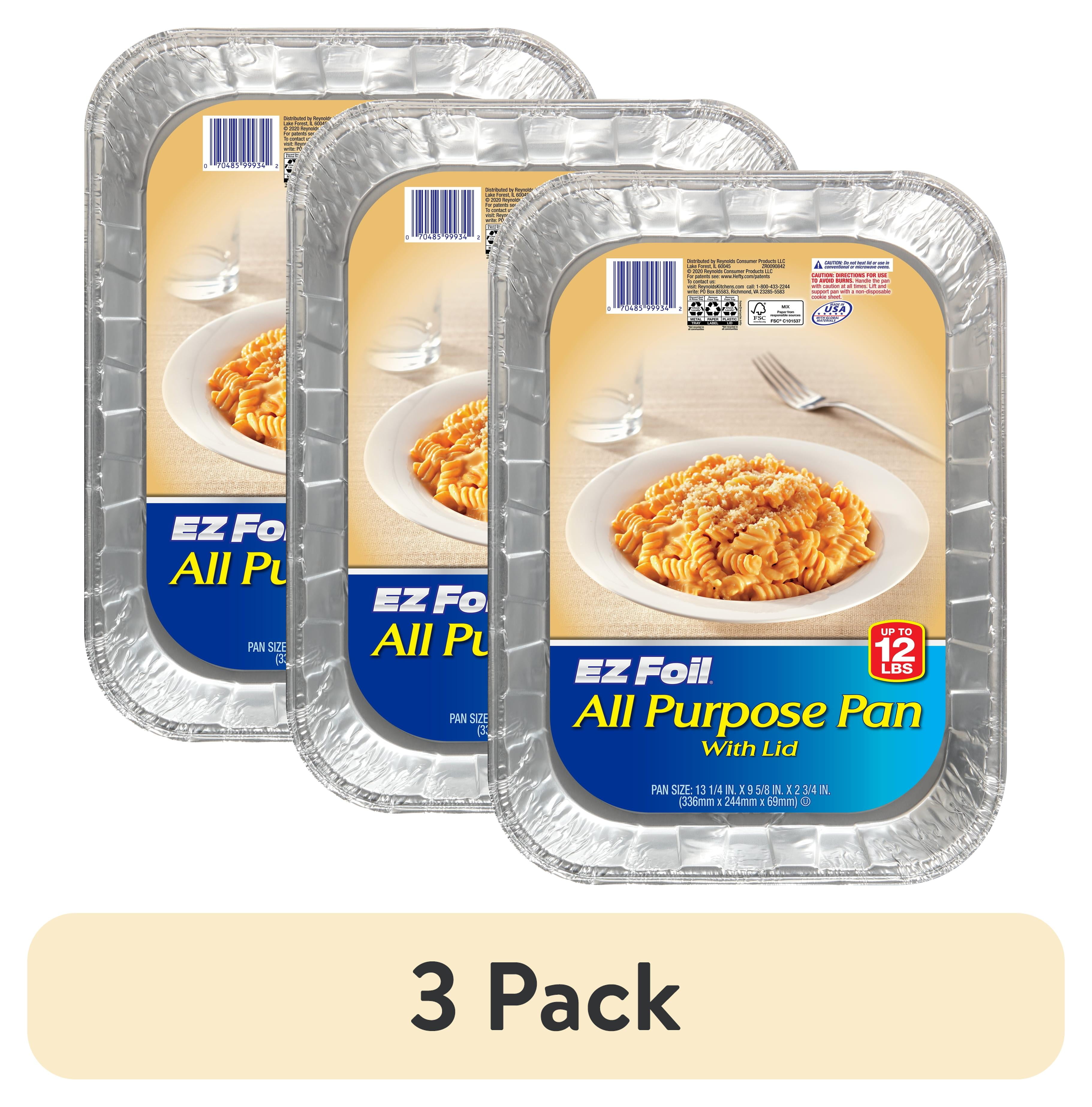 (3 pack) EZ Foil All Purpose Aluminum Pan with Lid, 13 x 9 Inch, 1 ...