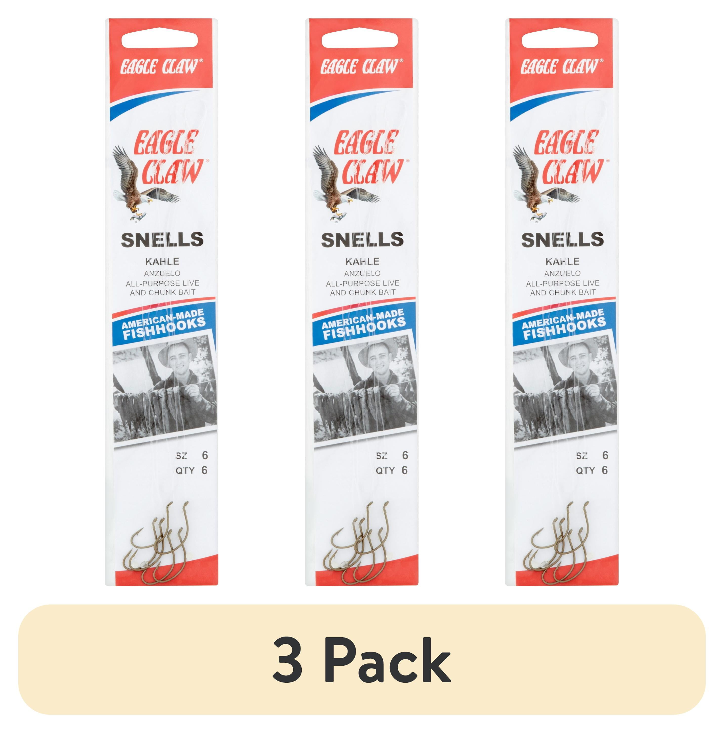(3 pack) Eagle Claw 147H-6 Snelled Kahle Hook, Bronze, Size 6, 6 Pack ...