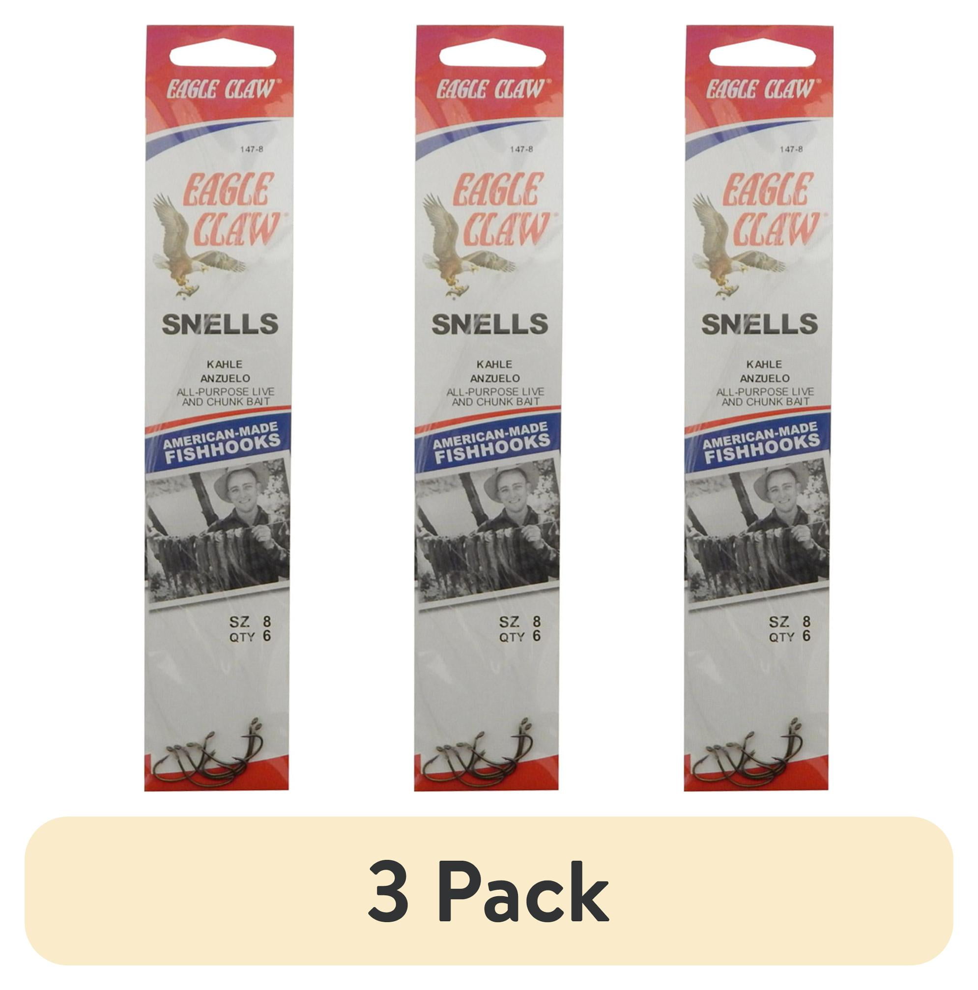 (3 pack) Eagle Claw 147H-8 Snelled Kahle Hook, Bronze, Size 8, 6 Pack ...
