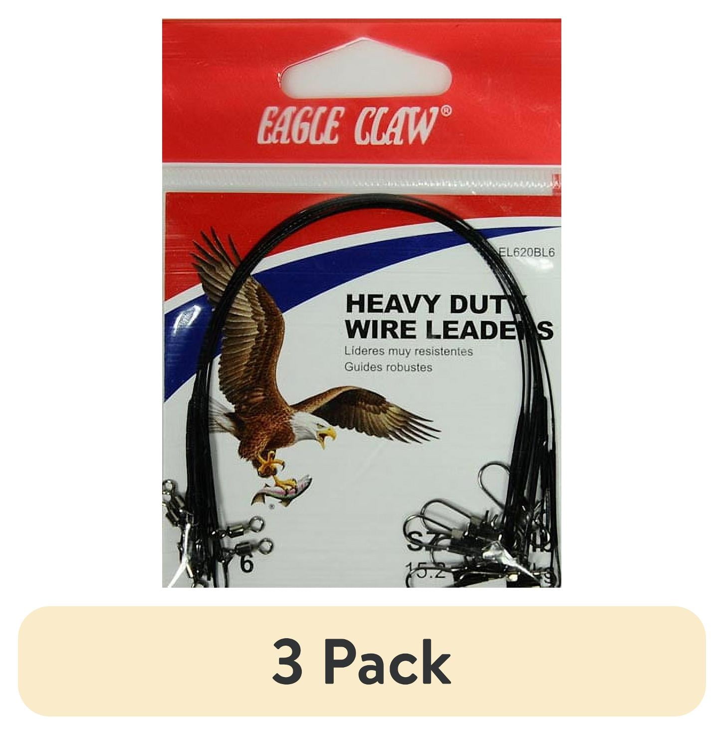(3 pack) Eagle Claw 6" 20 lb. Heavy Duty Wire Leader, Black, 6 Pack ...