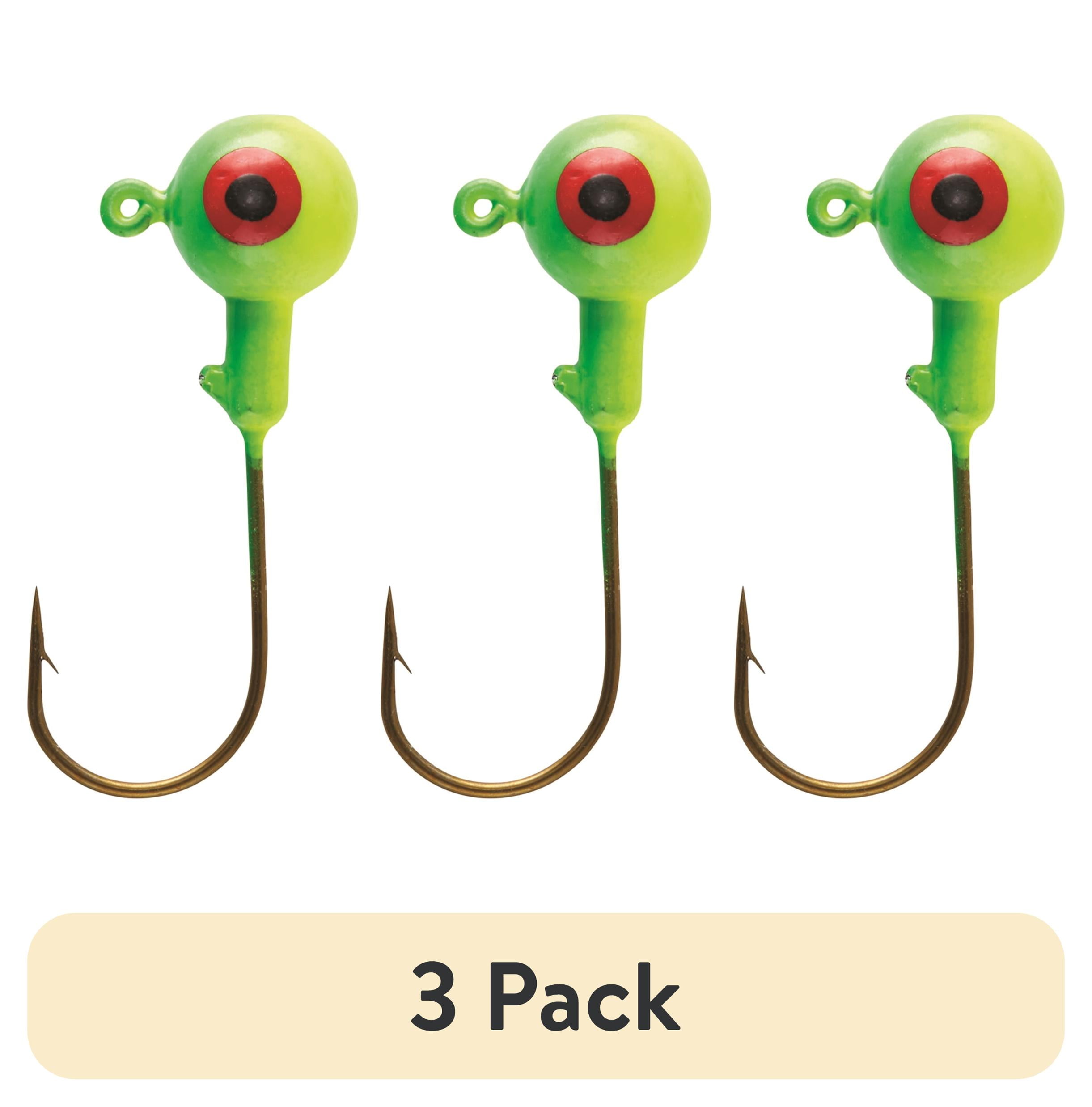 (3 pack) Eagle Claw Ball Head Fishing Jig, Lime & Chartreuse, 1/16 oz ...