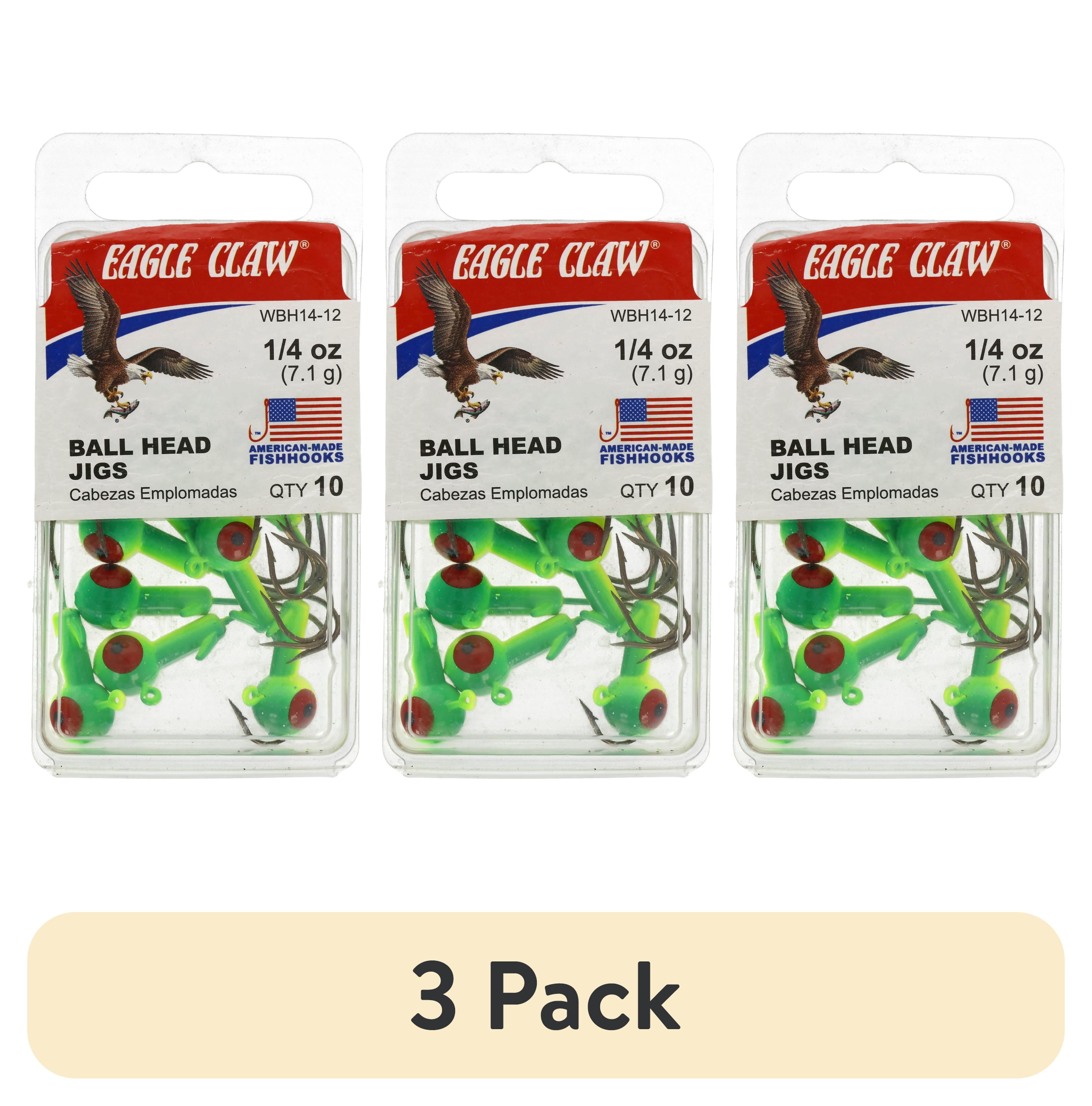 (3 pack) Eagle Claw Ball Head Fishing Jig, Lime & Chartreuse with ...