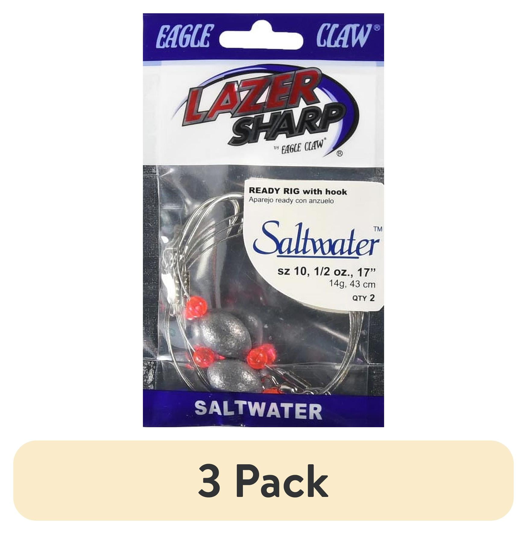 (3 pack) Eagle Claw Lazer Sharp 17" Ready Rig with Hook, Size 10, 1/2 oz., 2 Pack - Walmart.com