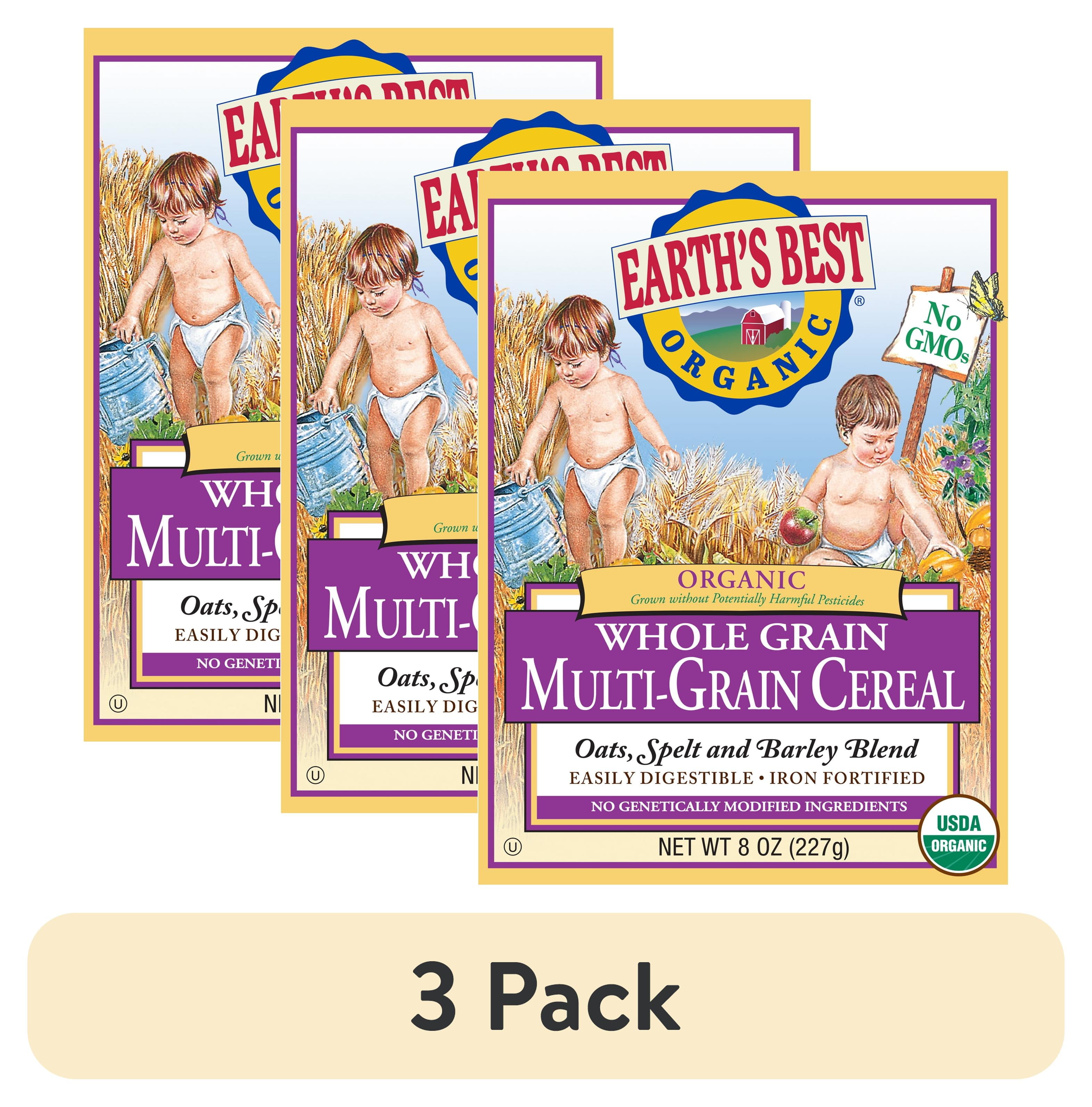 (3 pack) Earth's Best Organic Multi-Grain Infant Baby Cereal, 8 oz Box ...