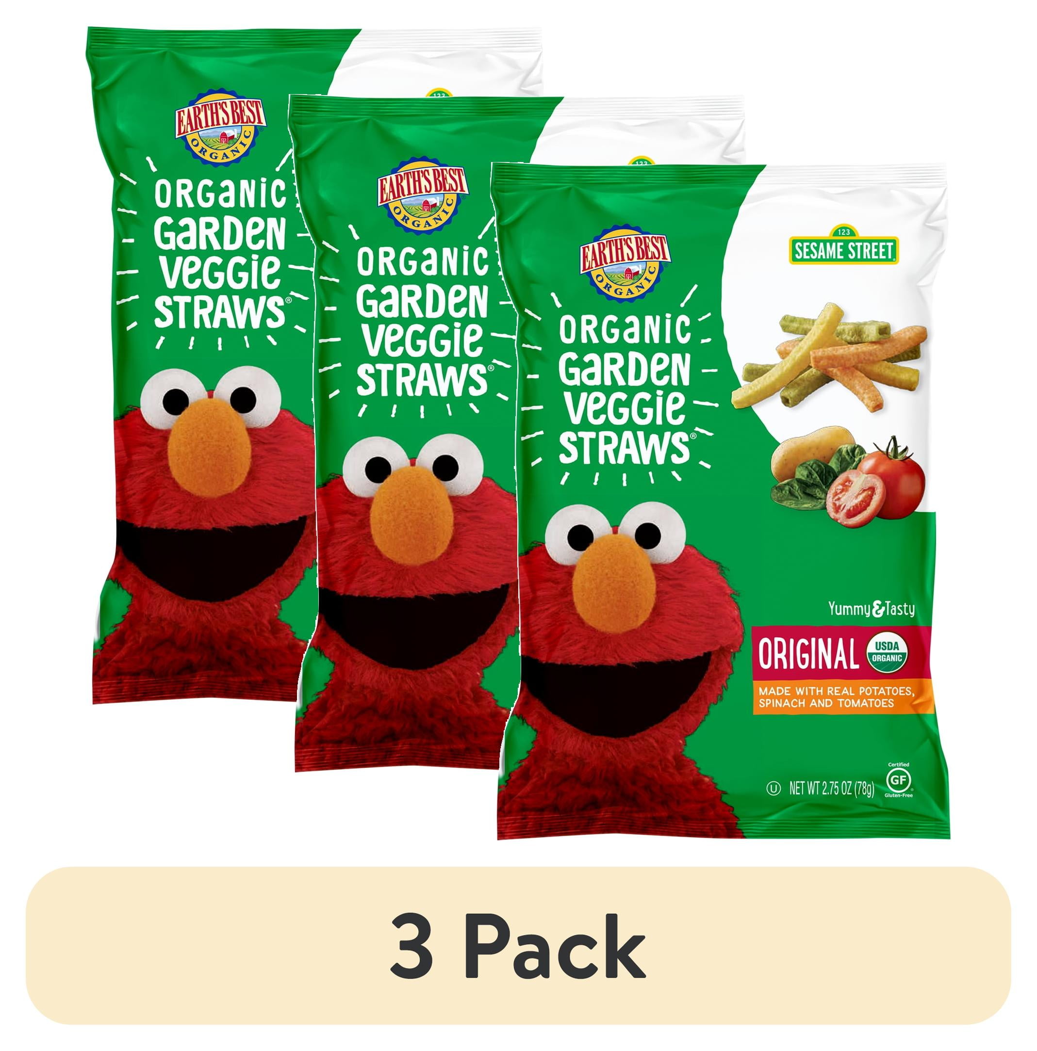 (3 pack) Earth's Best Organic Original Garden Veggie Straws Toddler ...