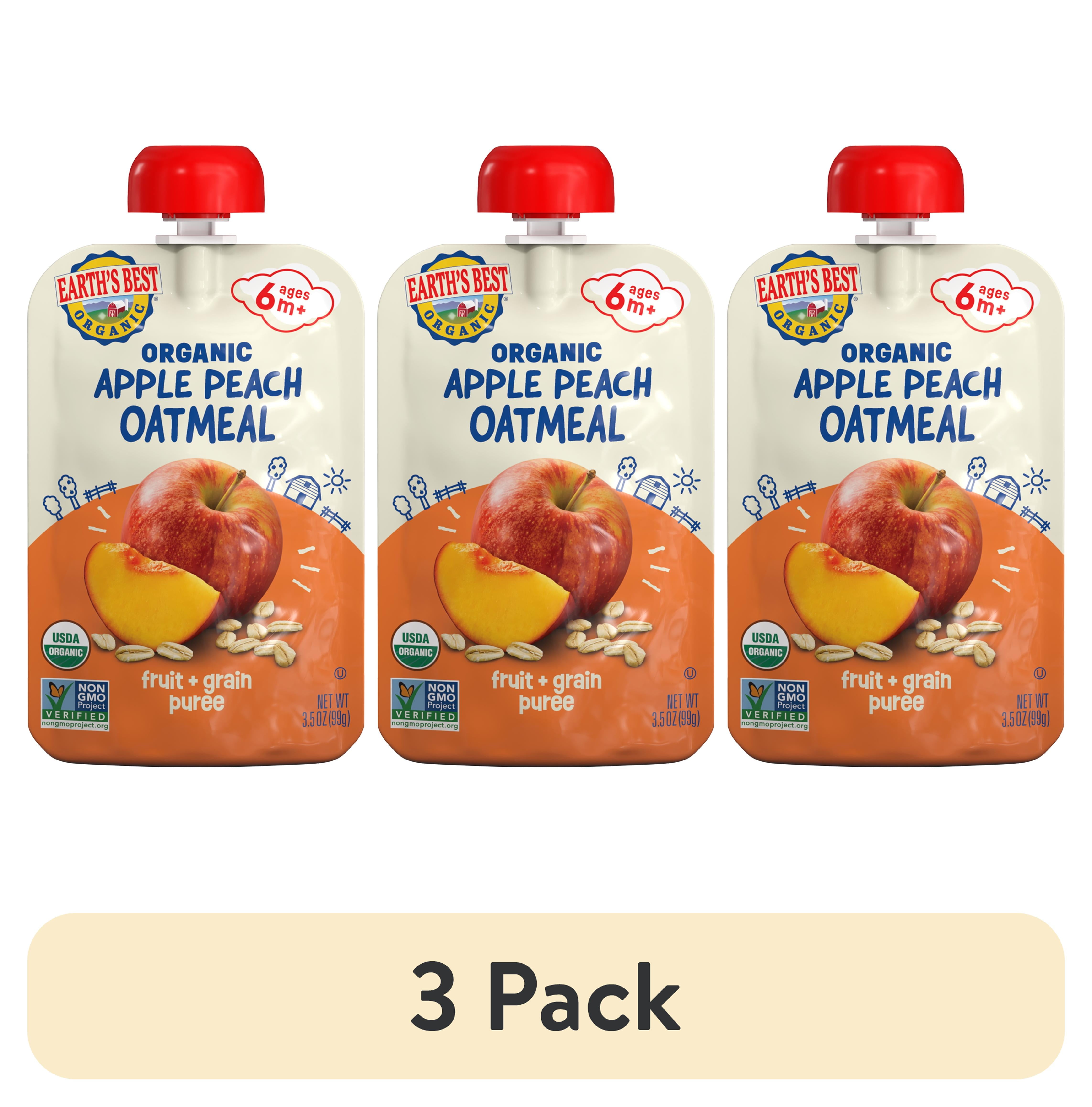 (3 pack) Earth's Best Organic Stage 2 Baby Food, Apple Peach Oatmeal ...