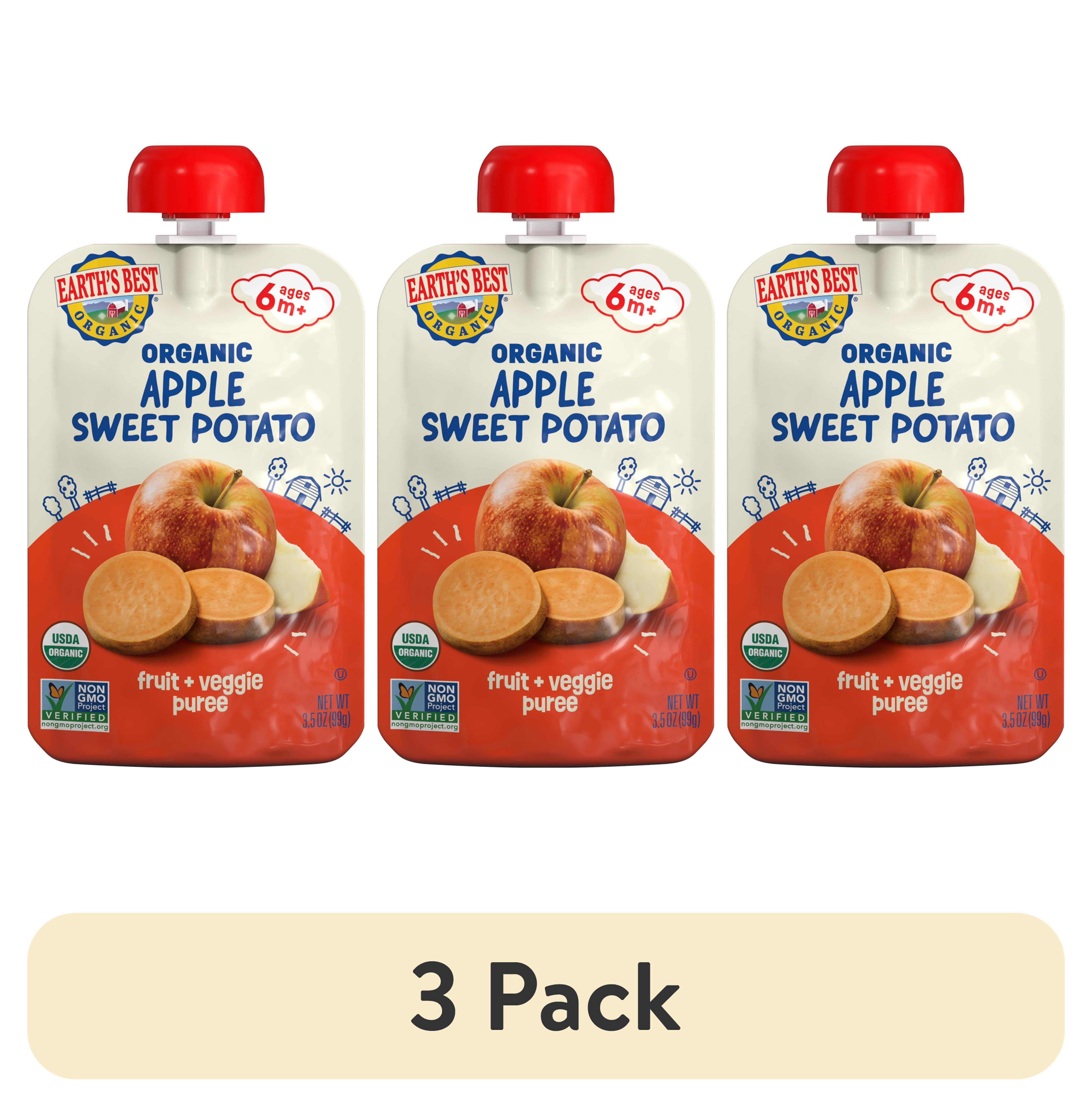 (3 pack) Earth's Best Organic Stage 2 Baby Food, Apple Sweet Potato ...