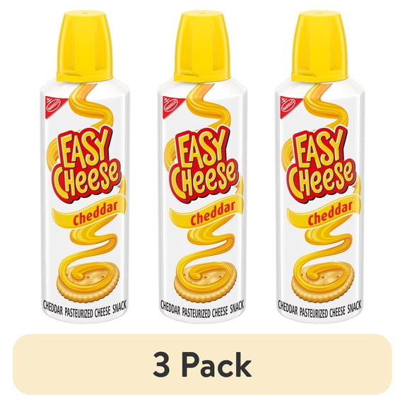 (3 pack) Easy Cheese Cheddar Cheese Snack, 8 oz - Walmart.com