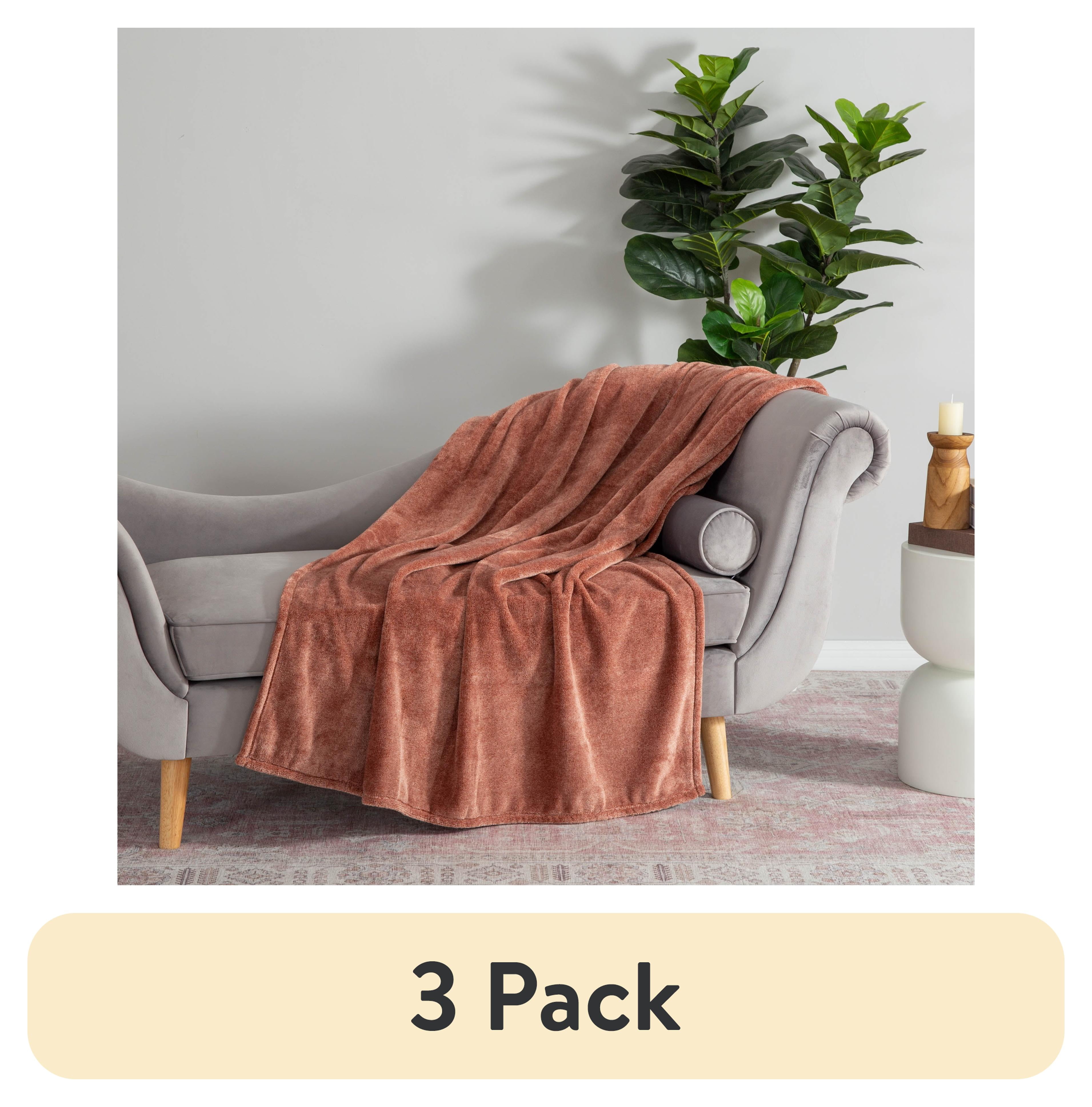 (3 pack) EcoThread™ Heather VelvetLoft® Soft Standard Throw Blanket ...