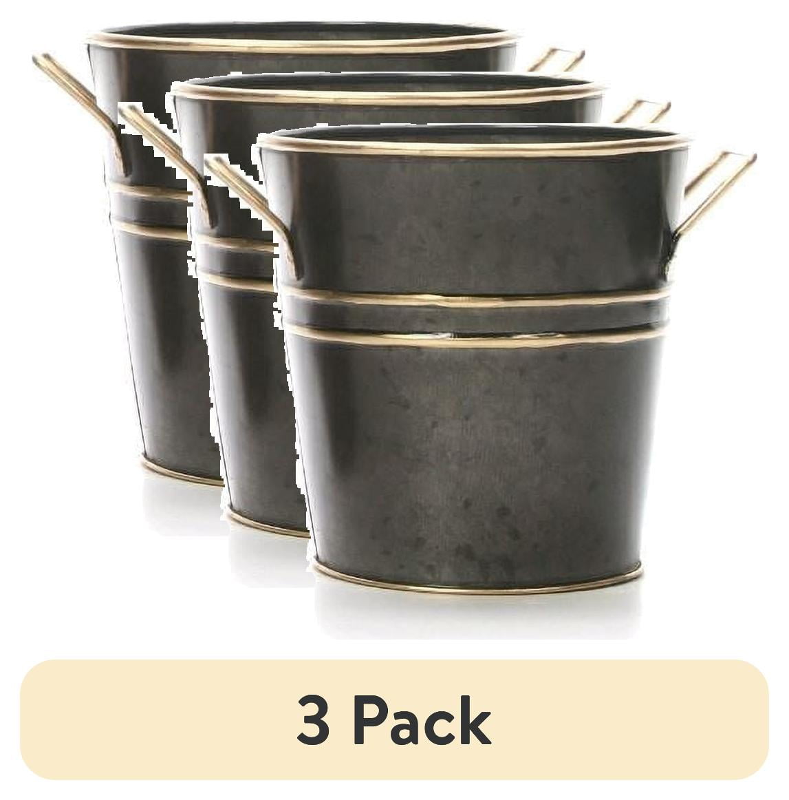 (3 pack) Elegant Expressions by Hosley Metal French Bucket with Handles ...