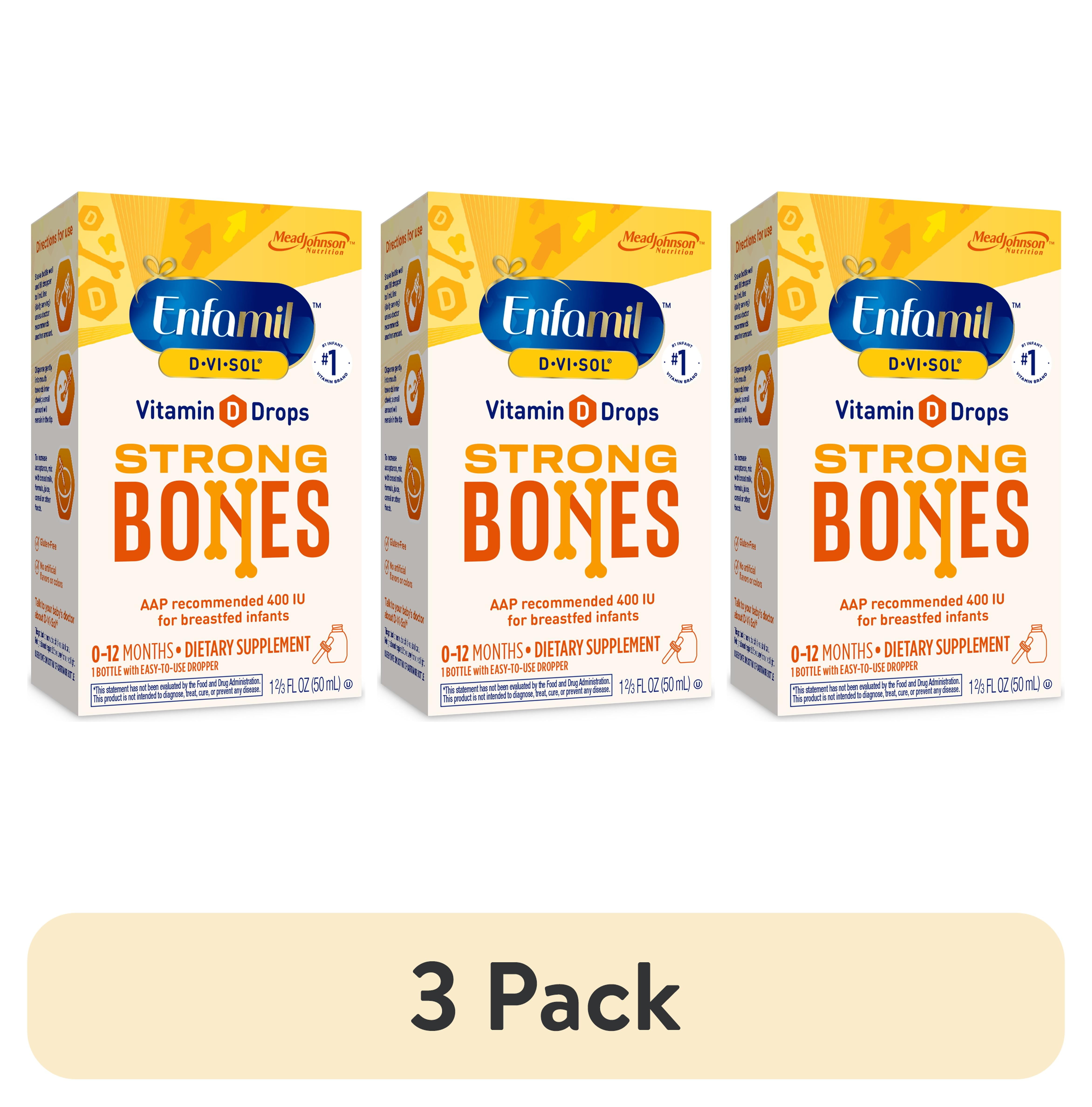 (3 pack) Enfamil Baby Vitamin D-Vi-Sol Liquid Vitamin D Drops, Supports ...