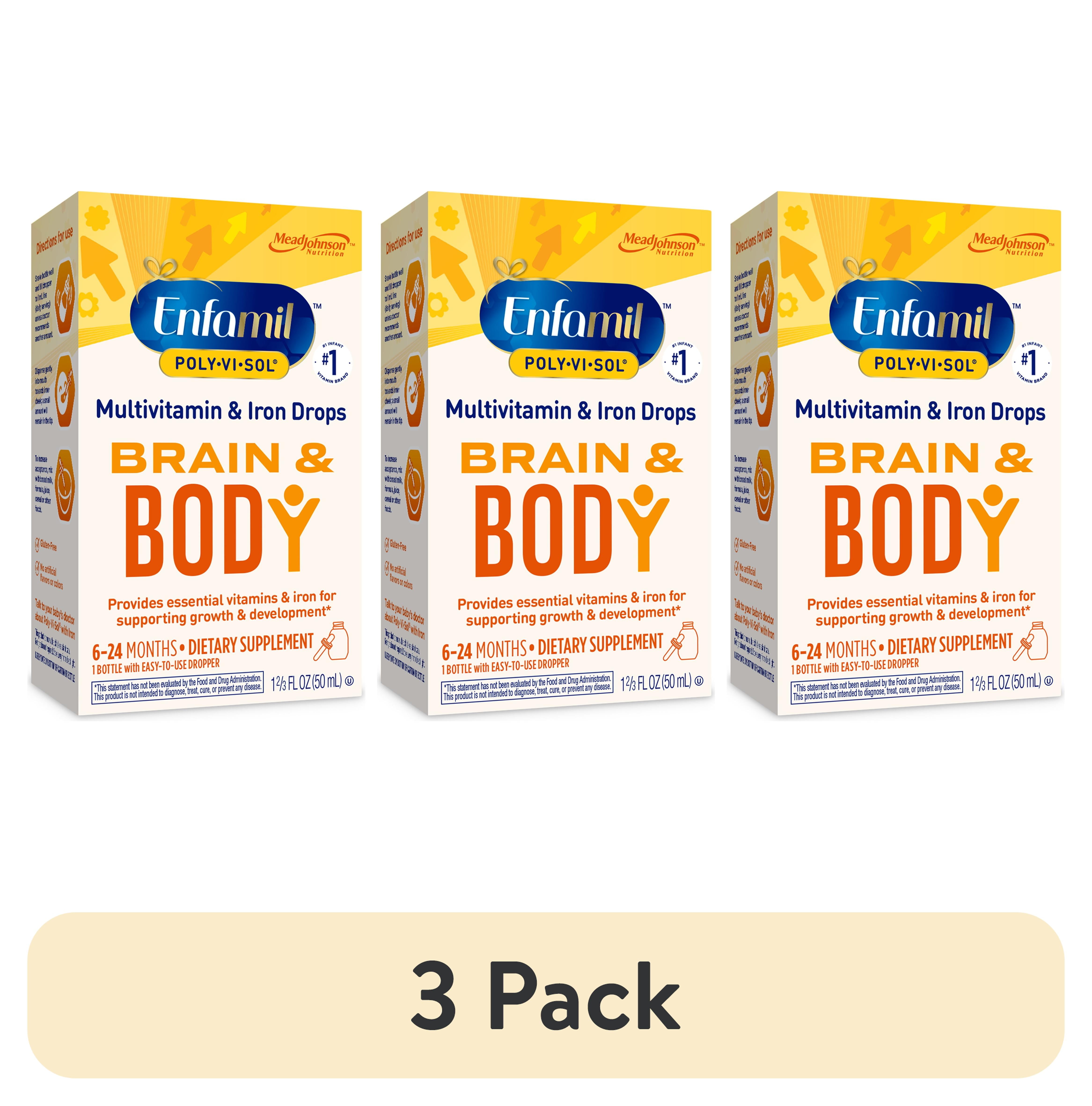 (3 pack) Enfamil Poly-Vi-Sol Liquid Multivitamin and Iron Supplement ...
