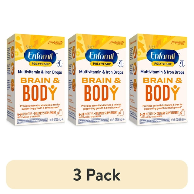 (3 pack) Enfamil Poly-Vi-Sol Liquid Multivitamin Supplement and Iron ...