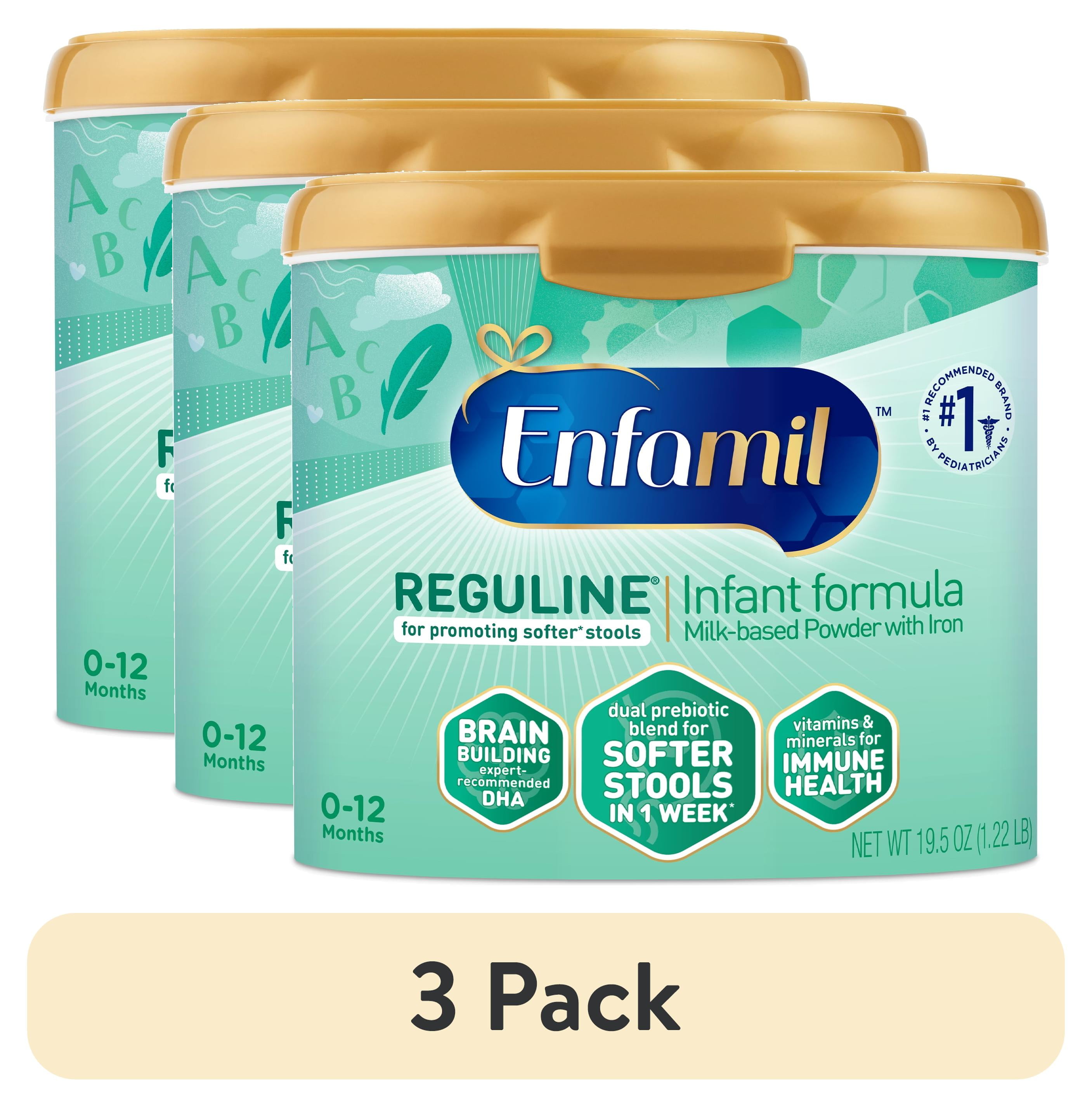 (3 pack) Enfamil Reguline Powder Baby Formula, Promotes Soft Stools, 19 ...