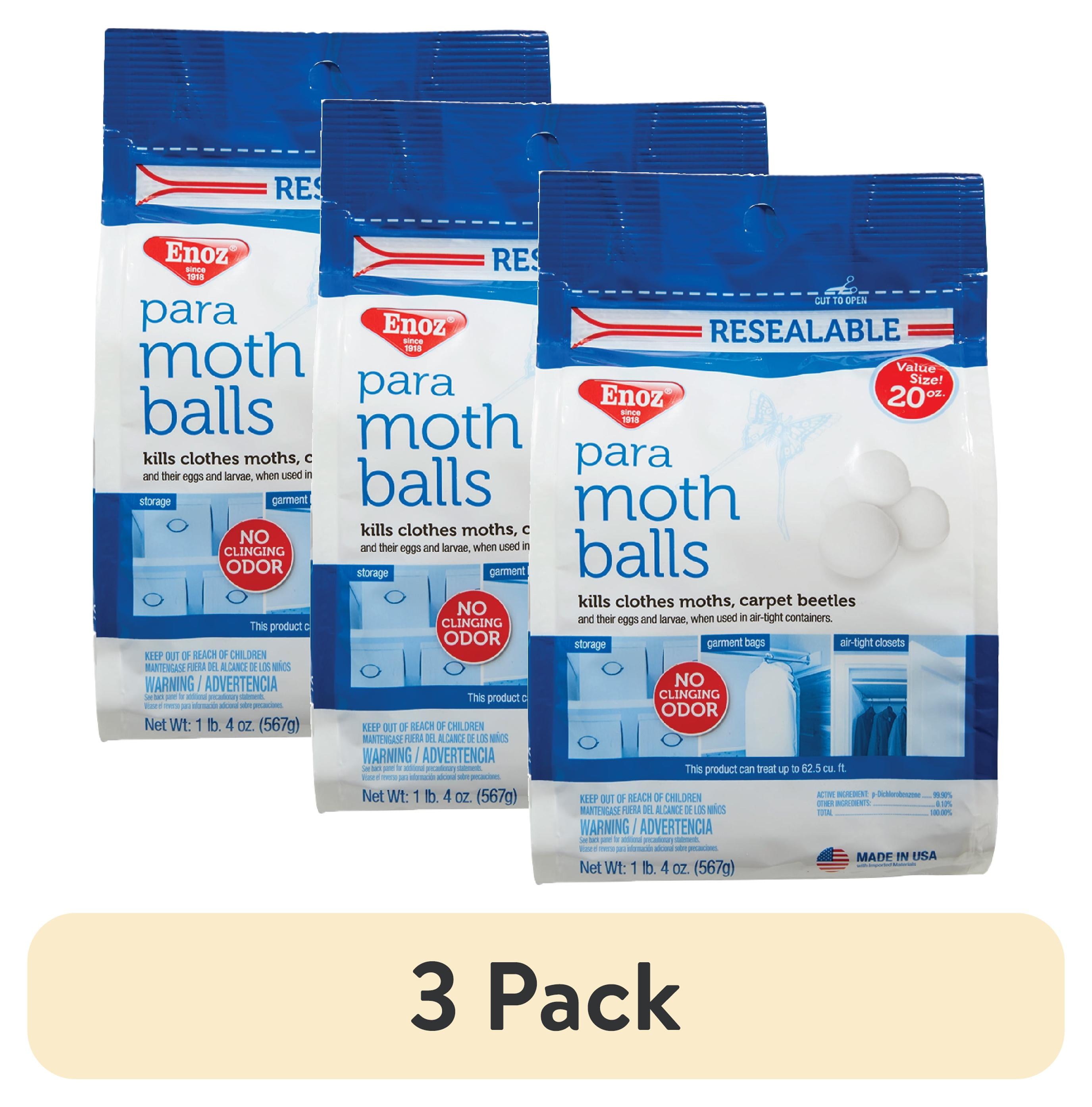 (3 pack) Enoz Para Moth Balls, Moth Killer for Clothes Moths and Carpet ...
