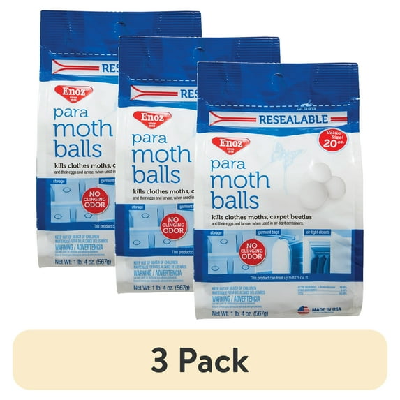 (3 pack) Enoz Para Moth Balls, Moth Killer for Clothes Moths and Carpet ...
