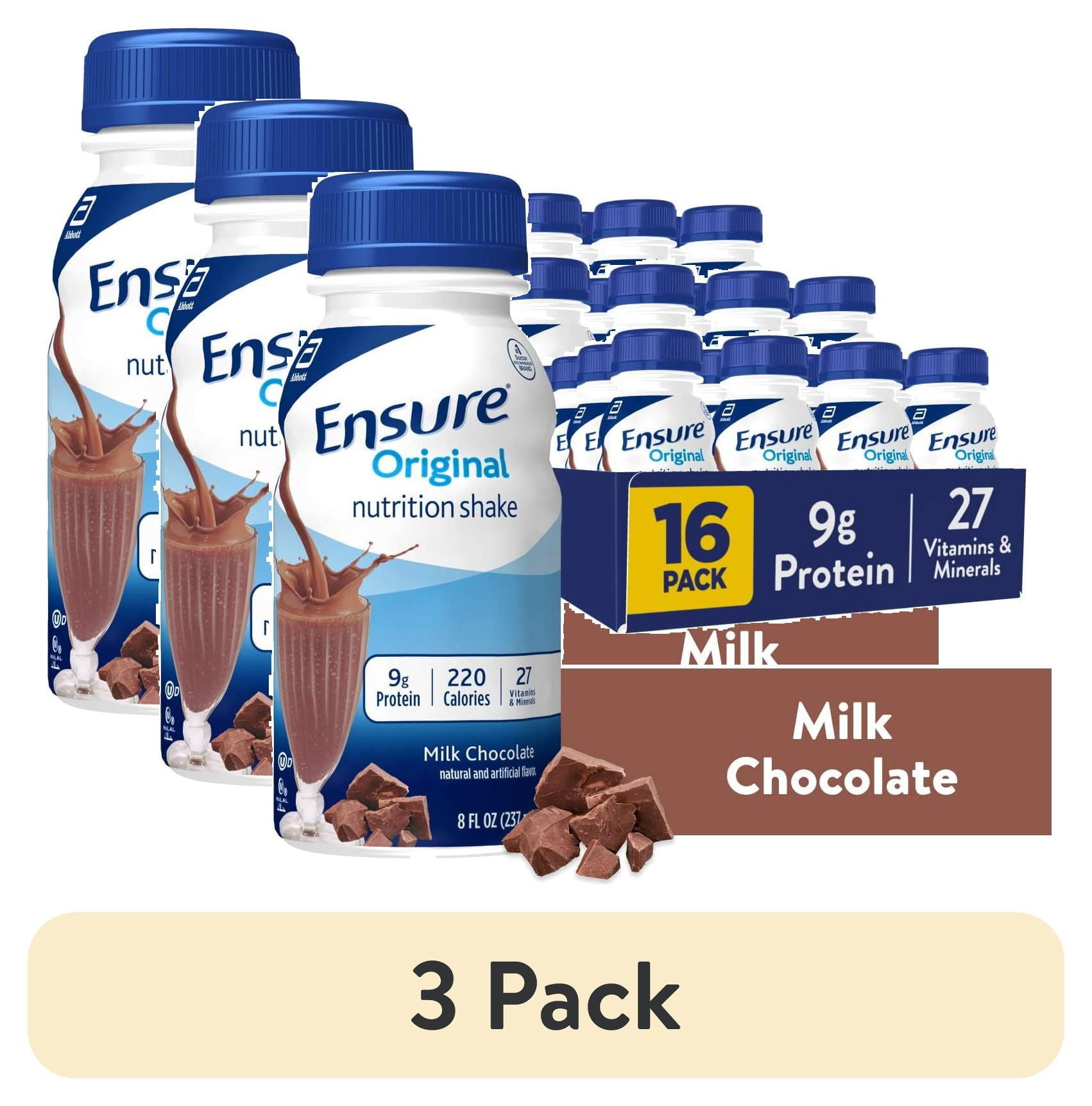 (3 pack) Ensure Original Nutrition Shake, 9g Protein, Milk Chocolate, 8 ...
