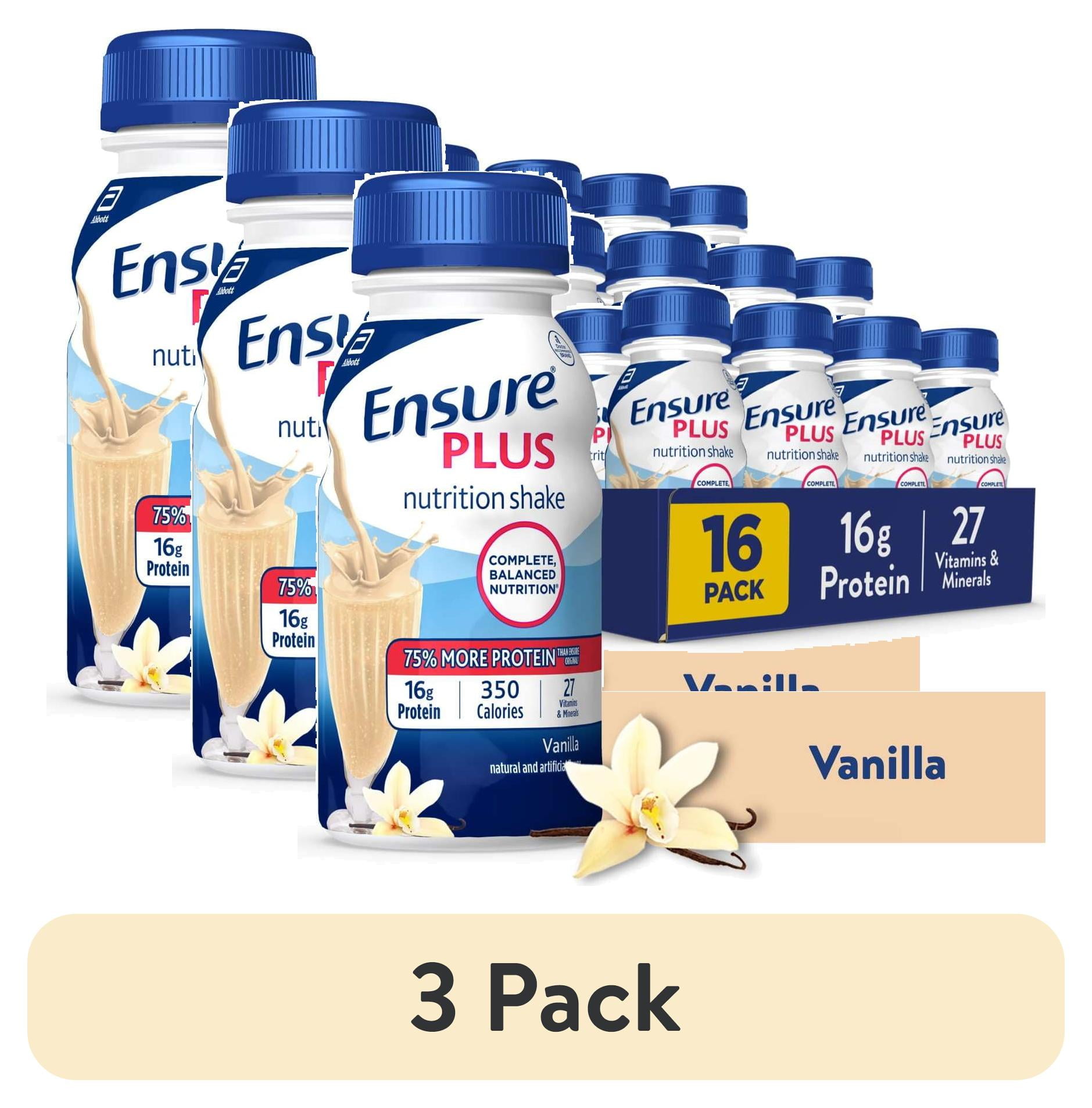 (3 pack) Ensure Plus Meal Replacement Nutrition Shake, Vanilla, Ready ...