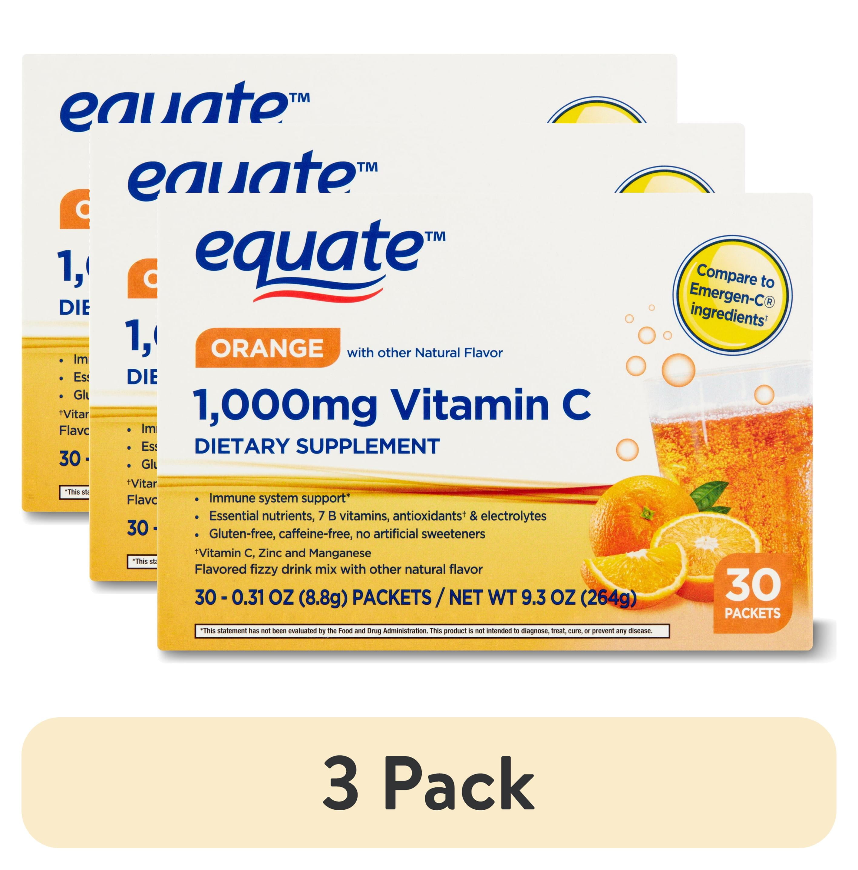 (3 pack) Equate 1000mg Vitamin C Powder Supplement for Immune Support ...