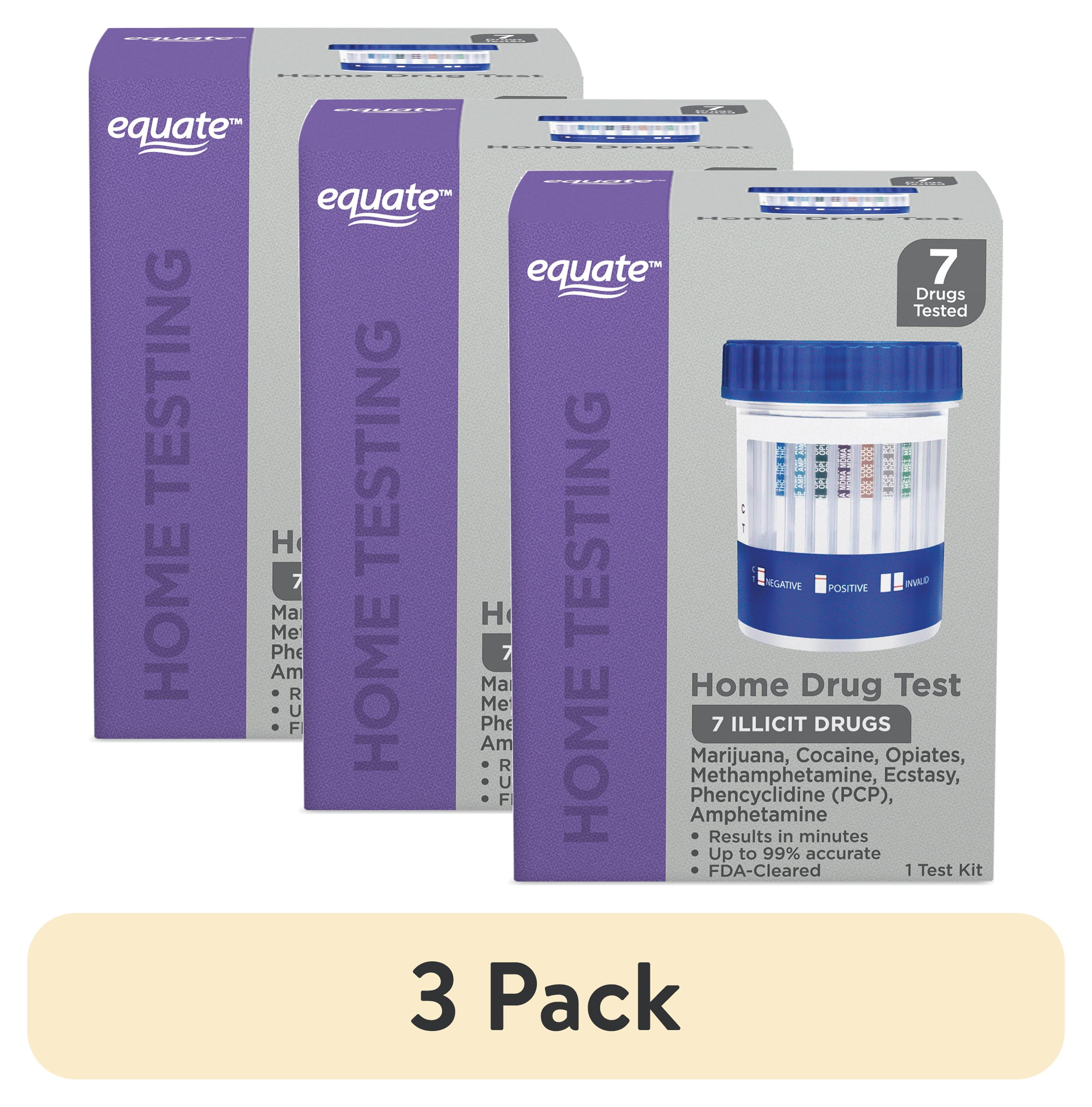 (3 pack) Equate 7 Panel At-Home Drug Test for 7 Illicit Drugs, 1 Urine ...
