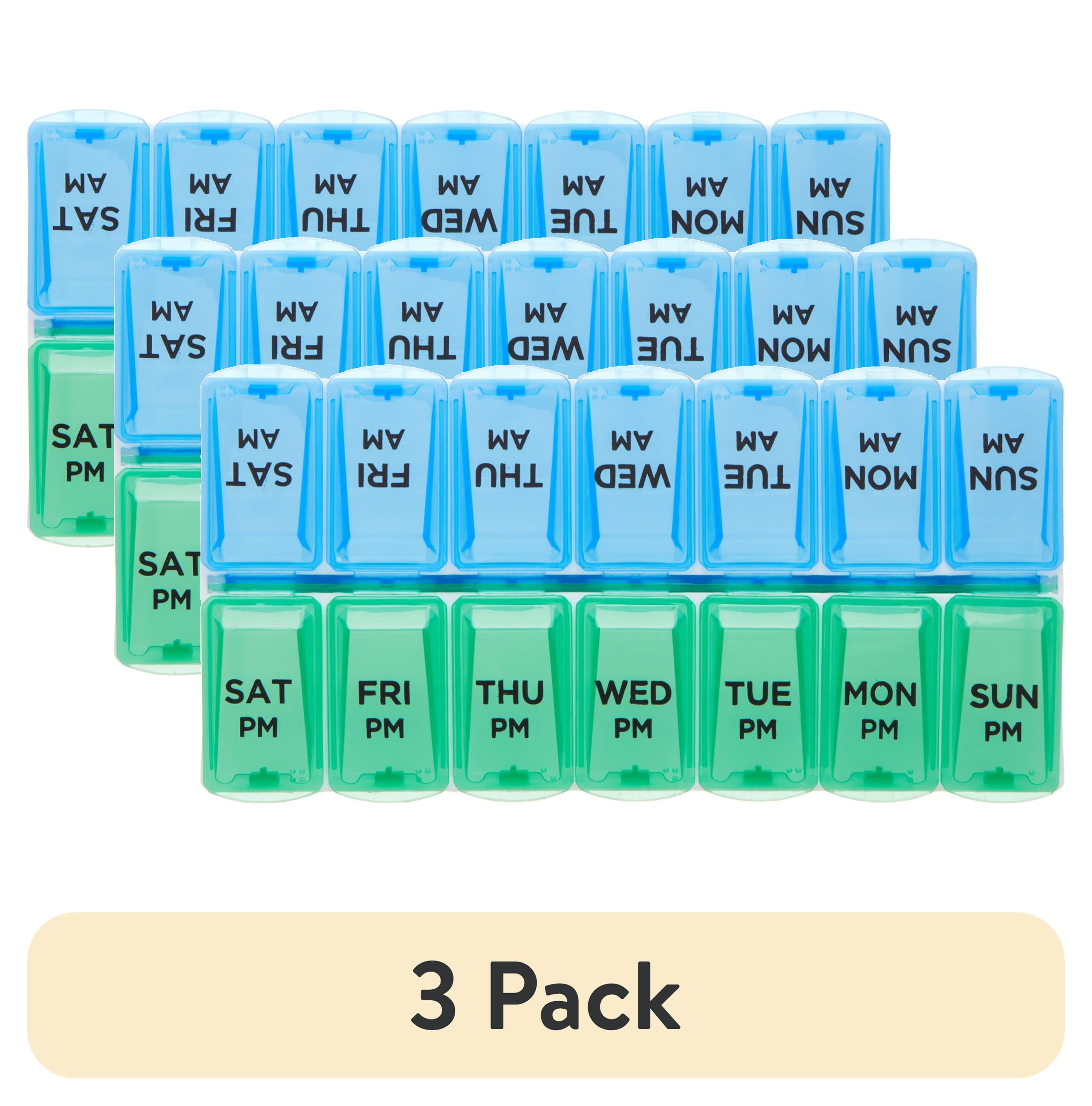 (3 pack) Equate AM/PM Weekly Pill Planner, 7.5" - Walmart.com
