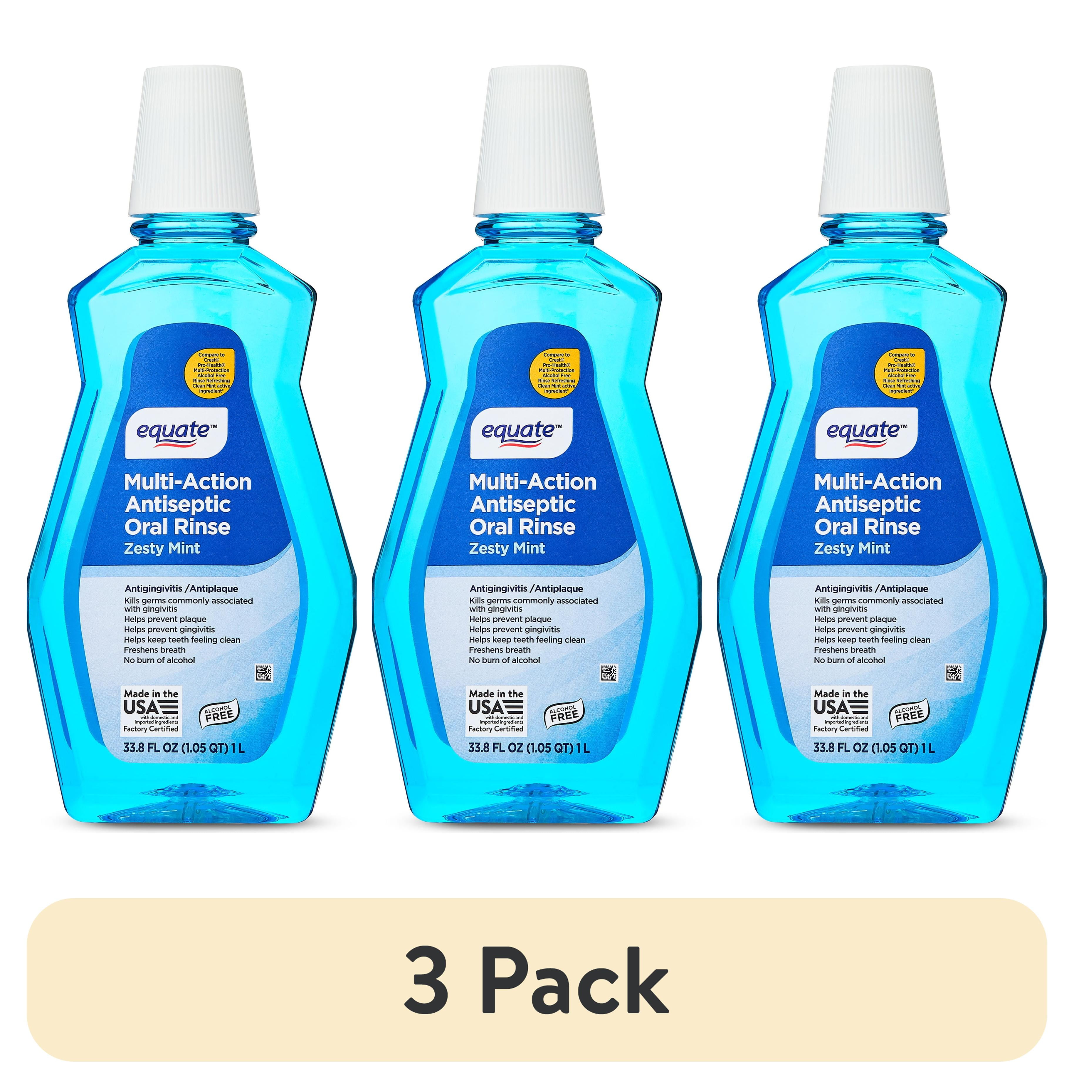 (3 pack) Equate Alcohol-Free Multi-Action Antiseptic Oral Rinse, Zesty ...