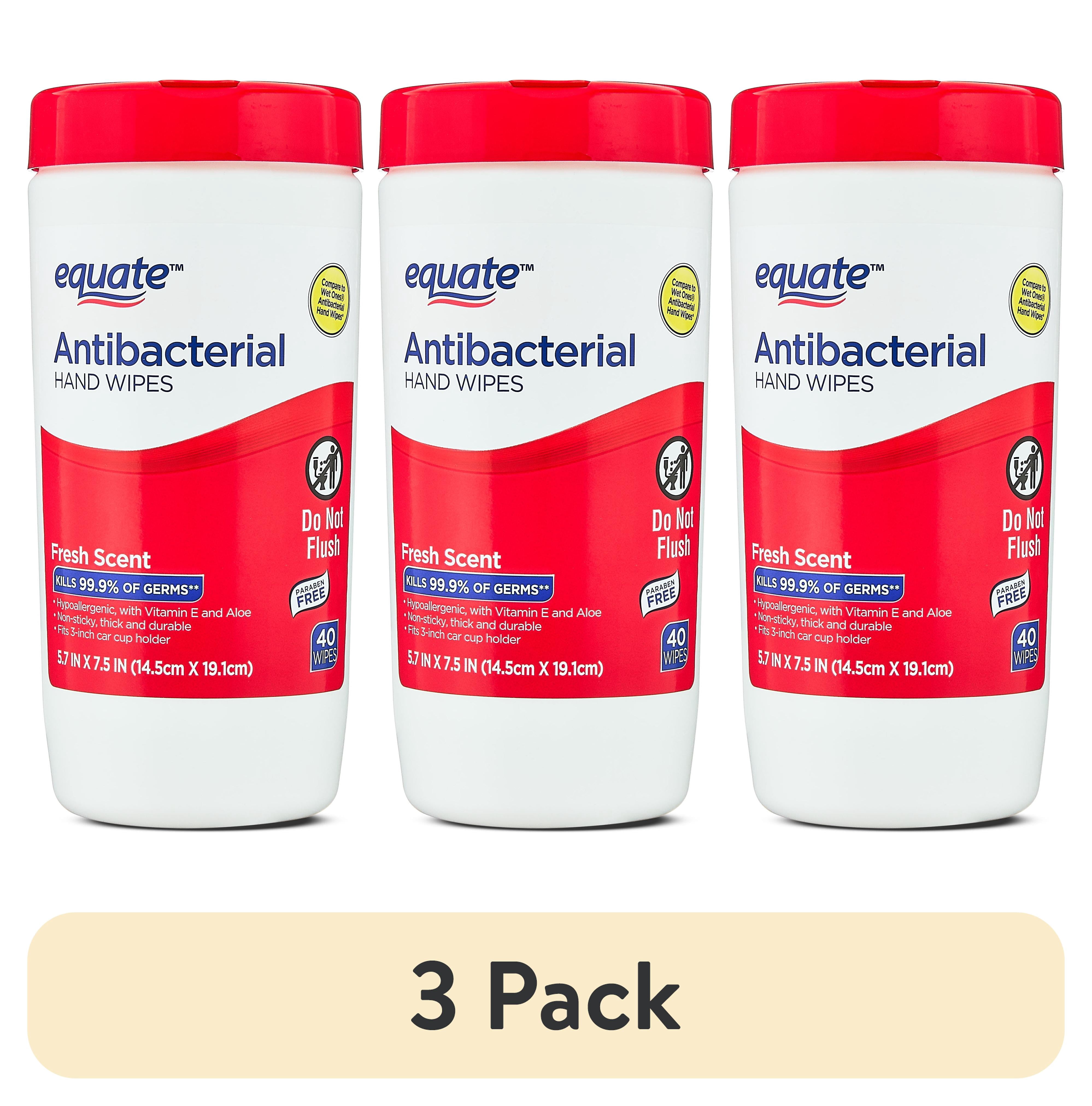 (3 pack) Equate Antibacterial Hand Wipes, Fresh Scent, 40 Wipes ...