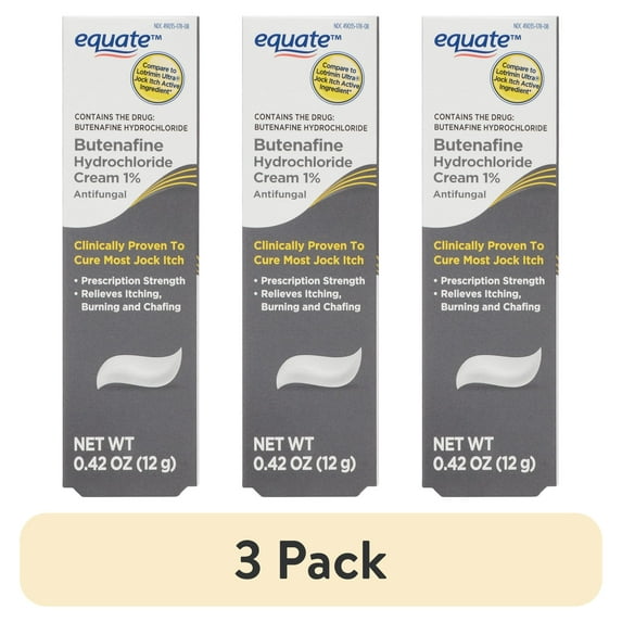 (3 pack) Equate Jock Itch Butenafine Hydrochloride 1% Antifungal Cream ...