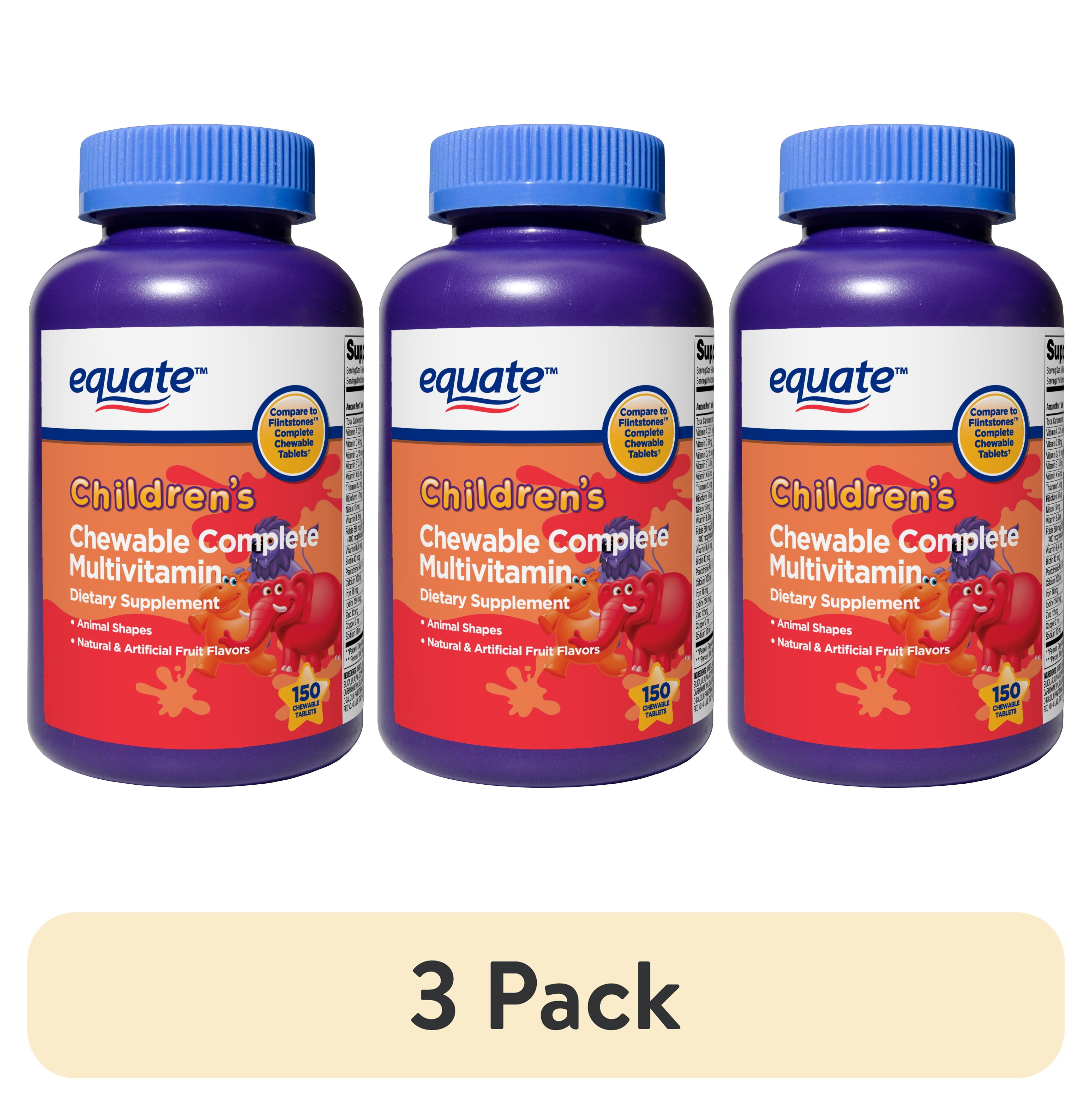 (3 pack) Equate Children's Chewable Complete Multivitamin Tablets for ...