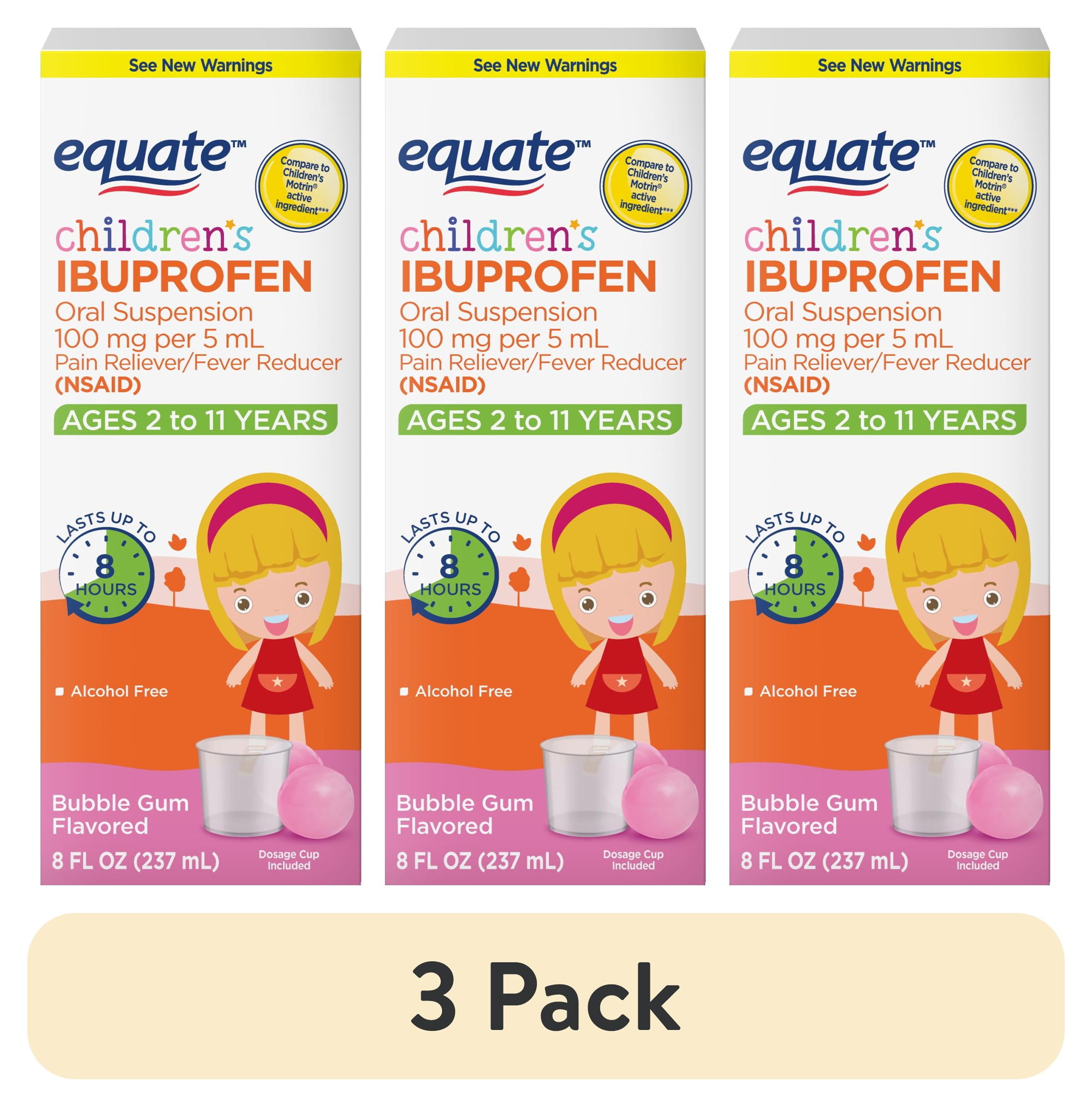 (3 pack) Equate Children's Ibuprofen Oral Suspension 100 mg per 5 mL ...