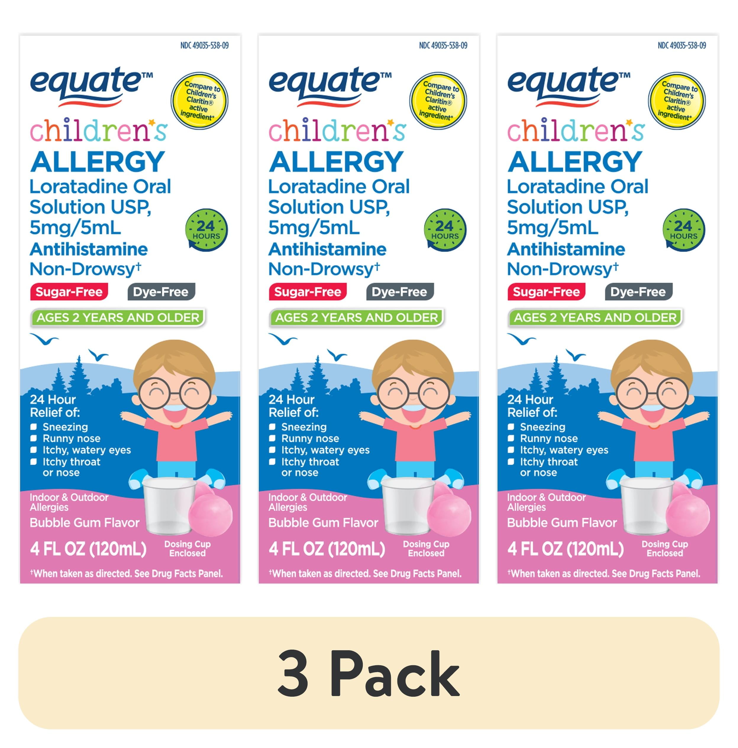 (3 pack) Equate Children’s 24-Hour Dye-Free Non Drowsy Loratadine ...