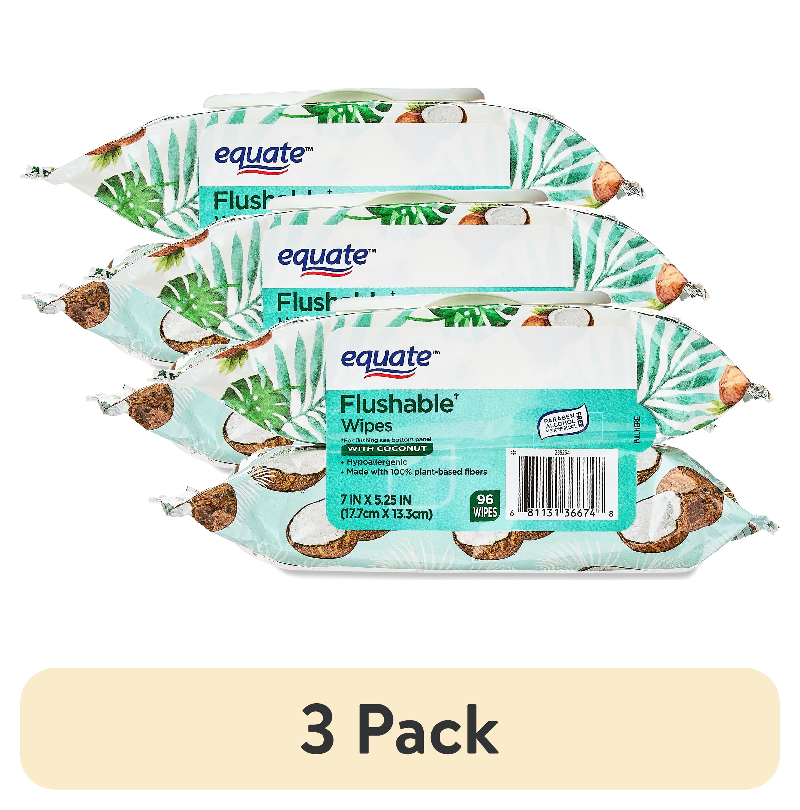 (3 pack) Equate Flushable Wet Wipes, Coconut Scent, 96 Wipes (2 Pack ...