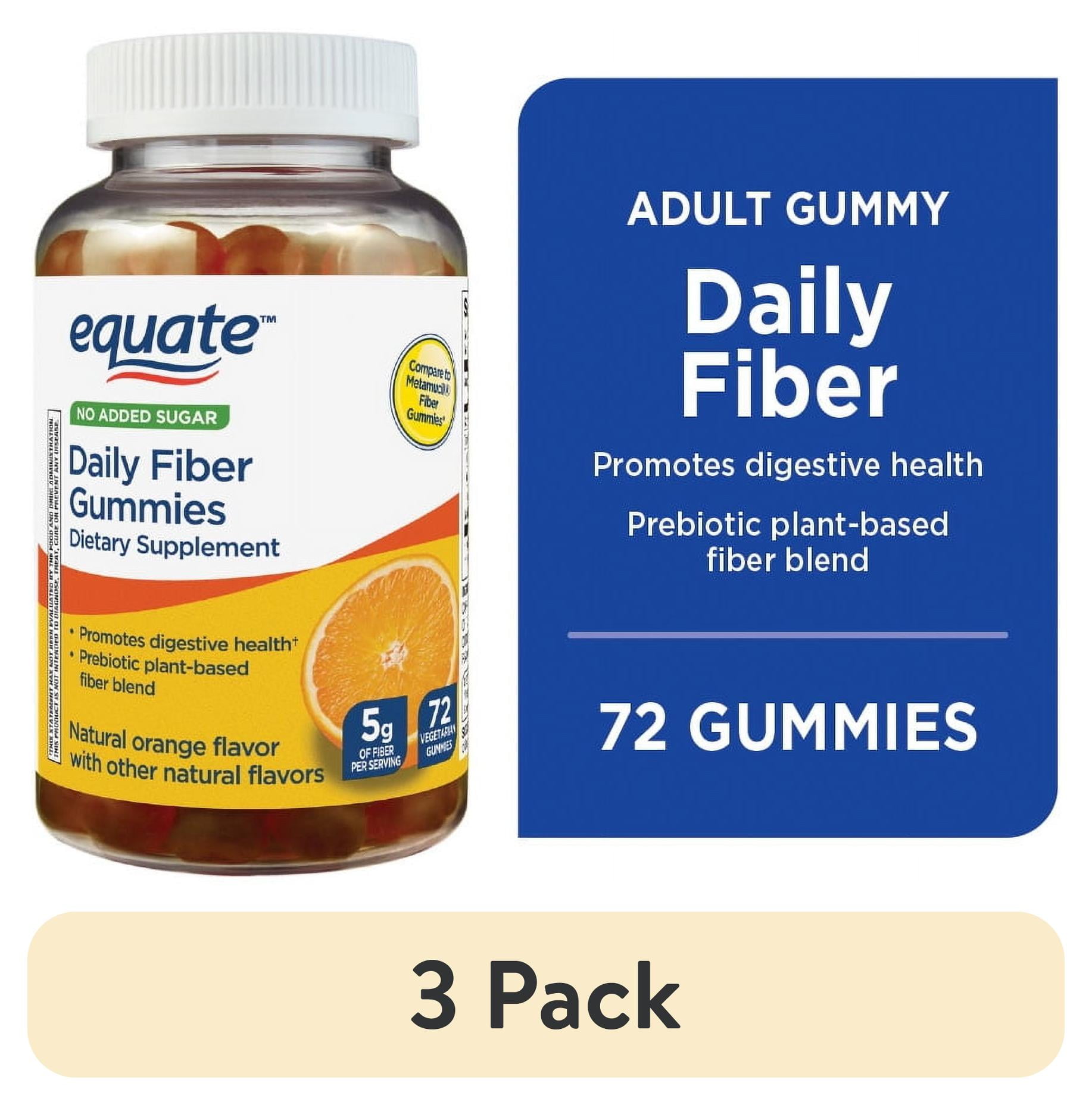 (3 pack) Equate Daily Fiber Supplement Gummies, 5 mg, 72 Count ...