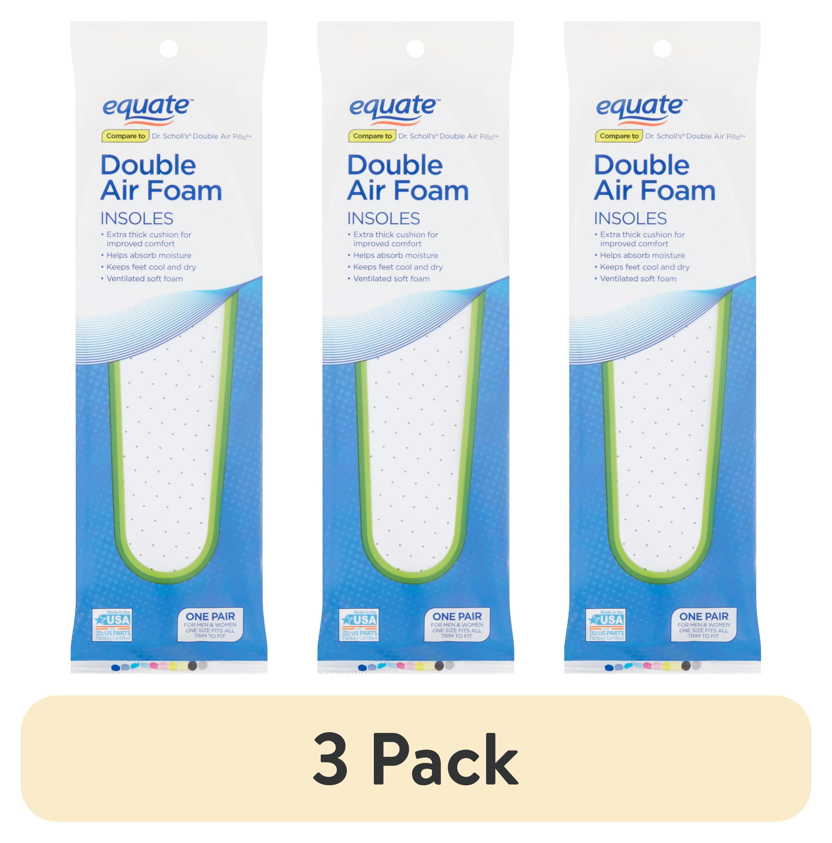 (3 pack) Equate Double Air Foam Insoles for Improved Comfort and Ventilation, One Size, 1 Pair ...