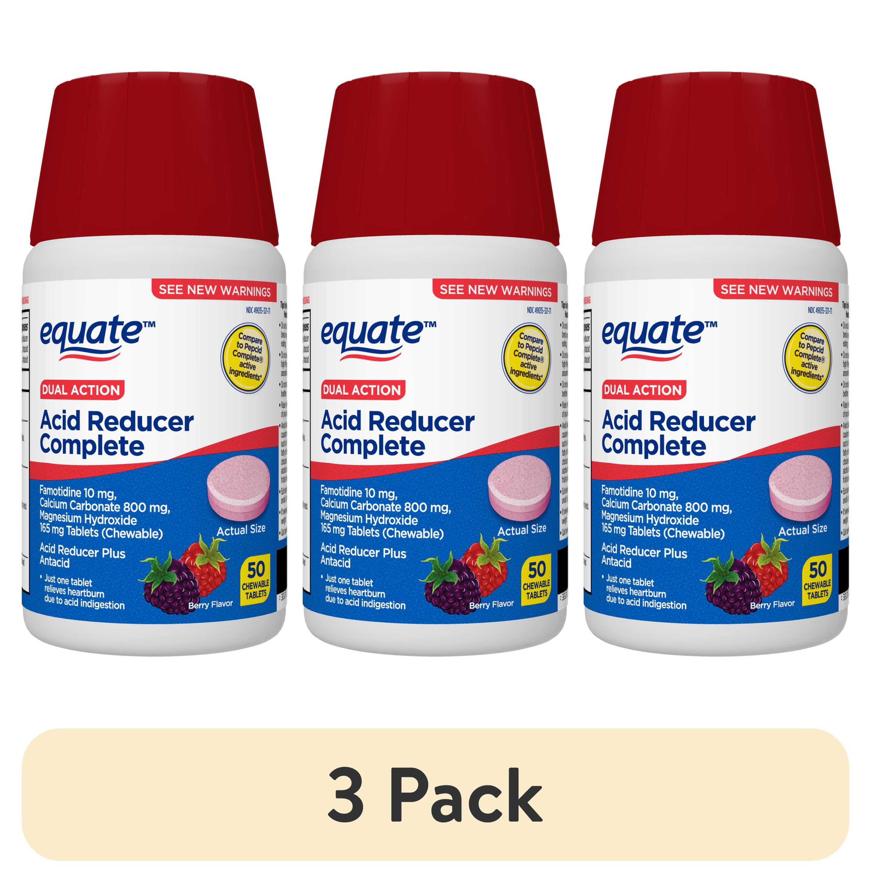 (3 pack) Equate Dual Action Acid Reducer Complete Tablets, Berry,50 ...