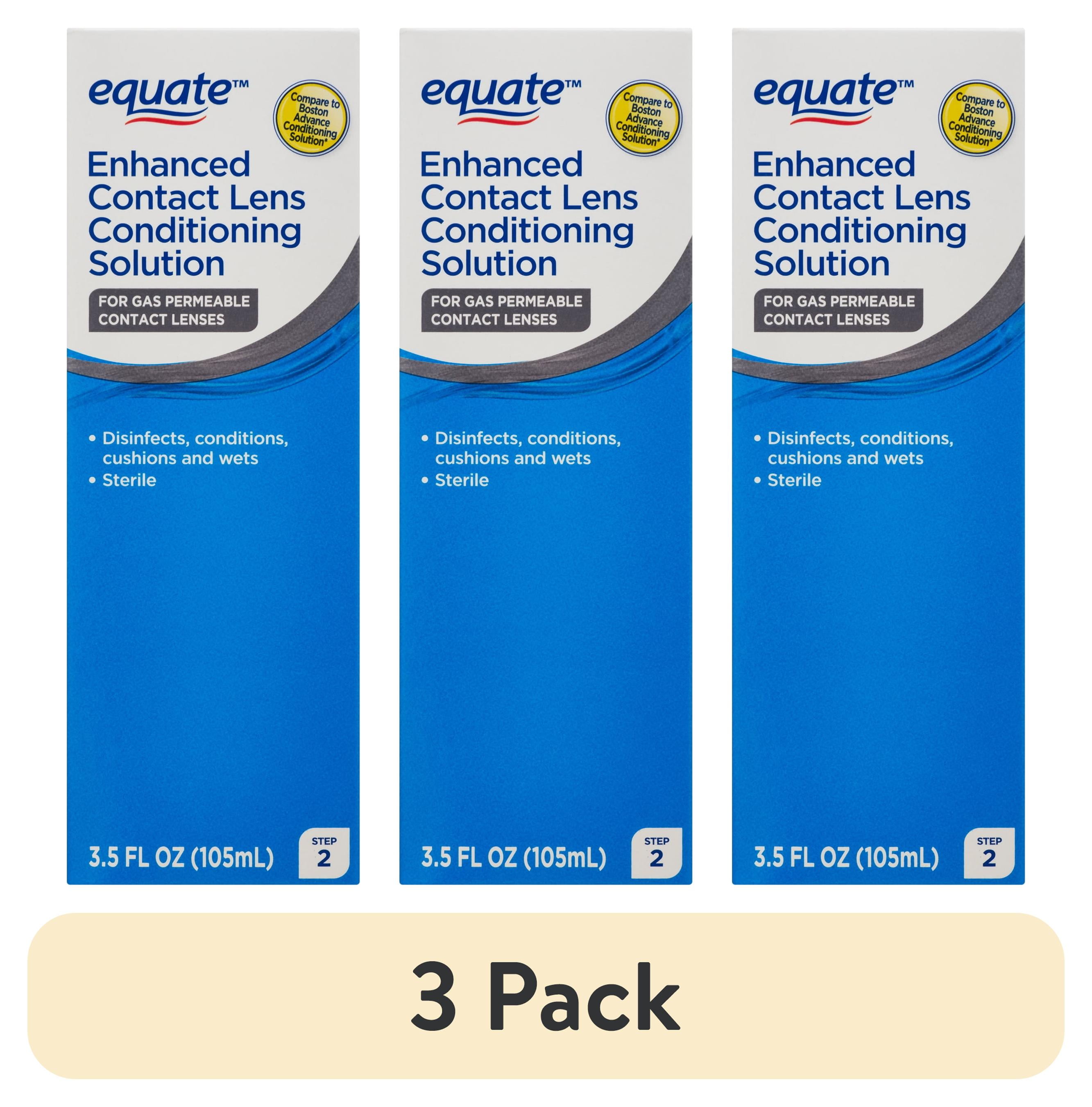 (3 pack) Equate Enhanced Hard Contact Lens Conditioning Solution Step 2 ...
