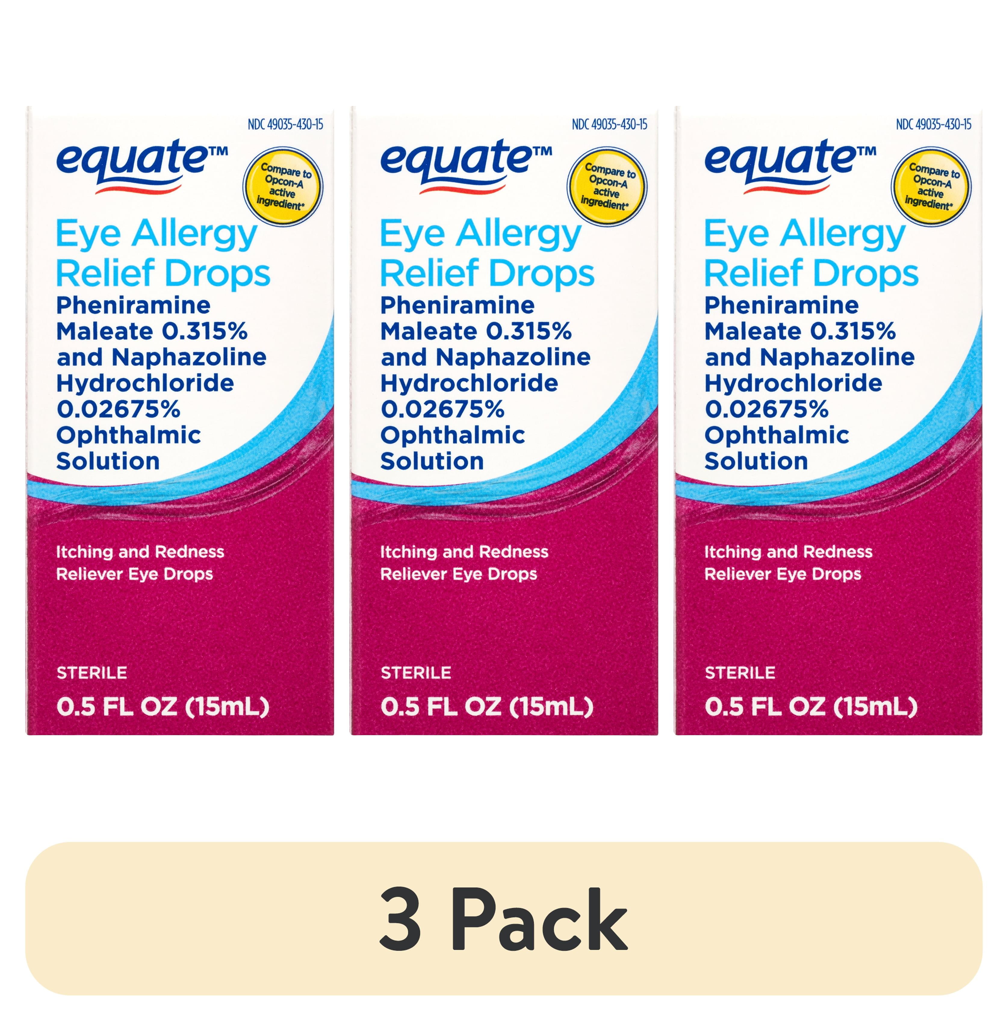 (3 pack) Equate Eye Allergy Relief Antihistamine and Redness Reliever ...
