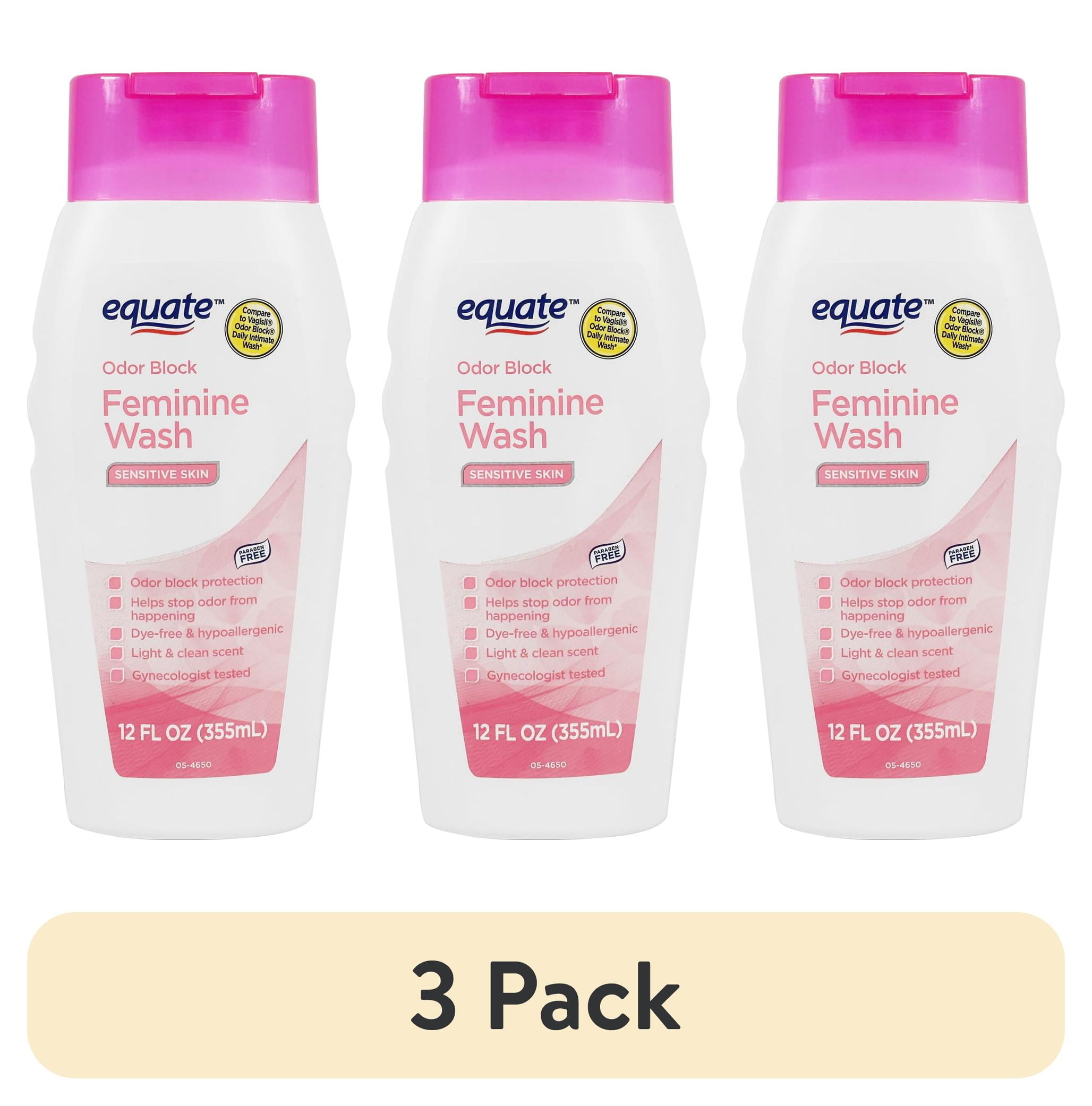 (3 pack) Equate Odor Block Feminine Wash for Sensitive Skin, 12 fl oz ...
