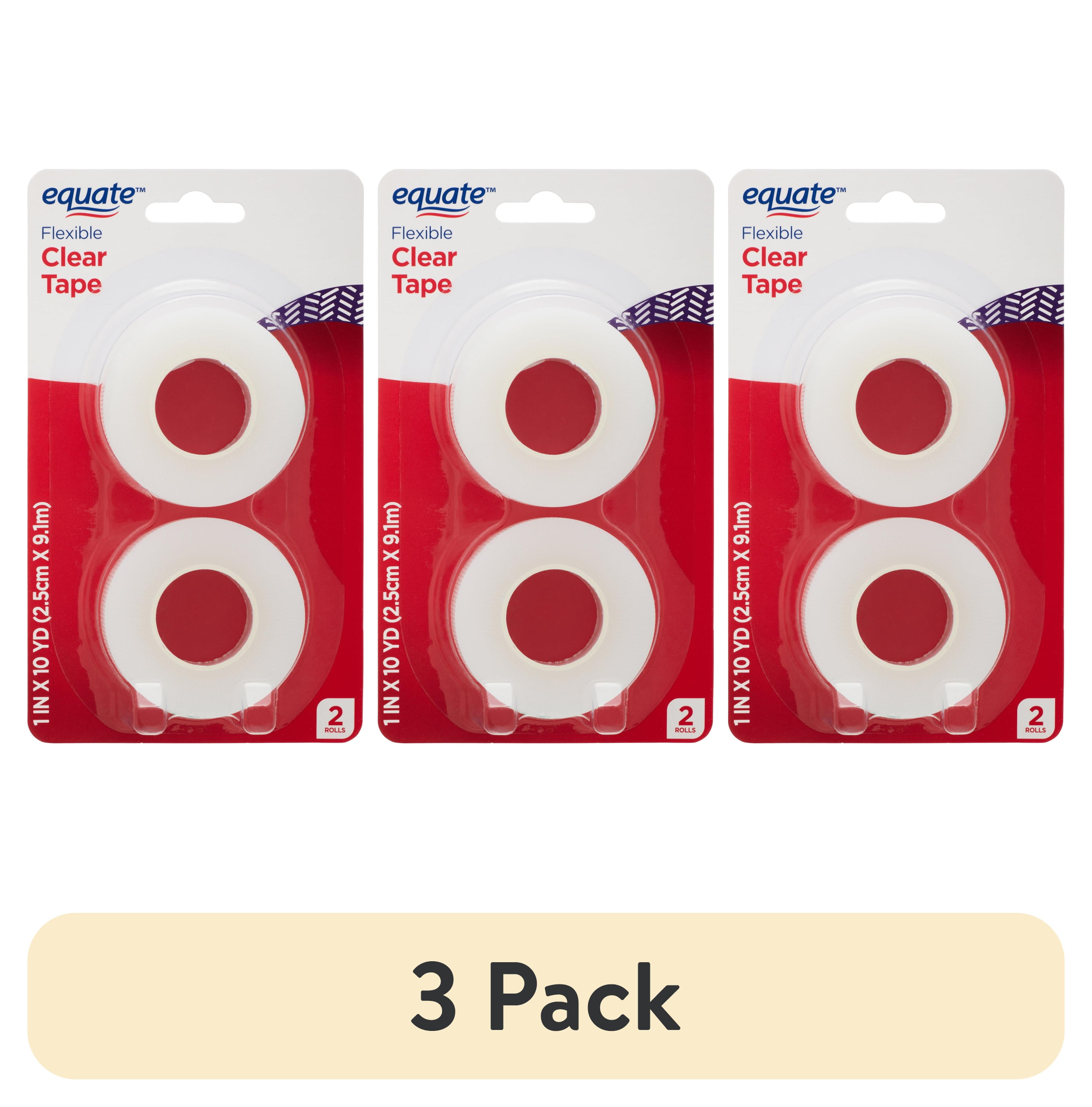 (3 pack) Equate Flexible Clear Tape, 1" x 10 yd, 2 Count - Walmart.com