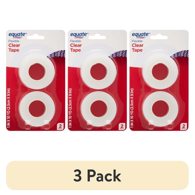 (3 pack) Equate Flexible Clear Tape, 1 in x 10 yd, 2 Count - Walmart ...