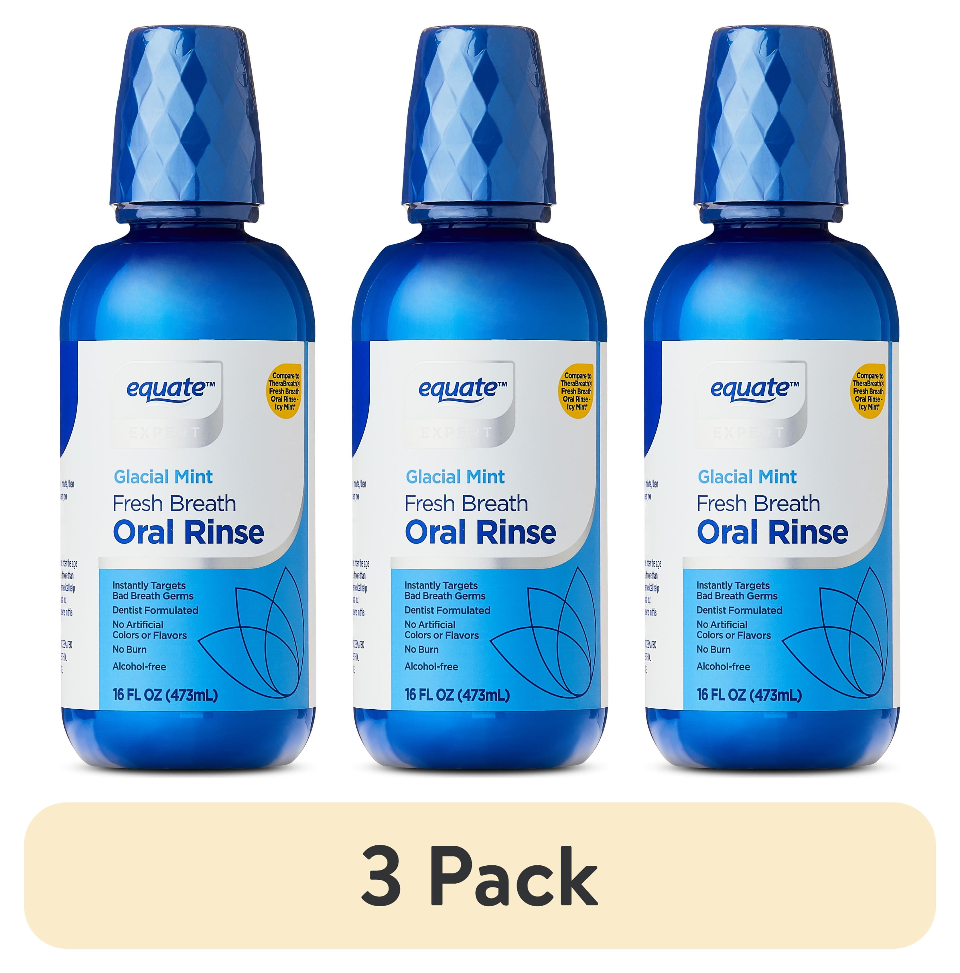 (3 pack) Equate Glacial Mint Fresh Alcohol-Free Oral Rinse, 16 fl oz ...