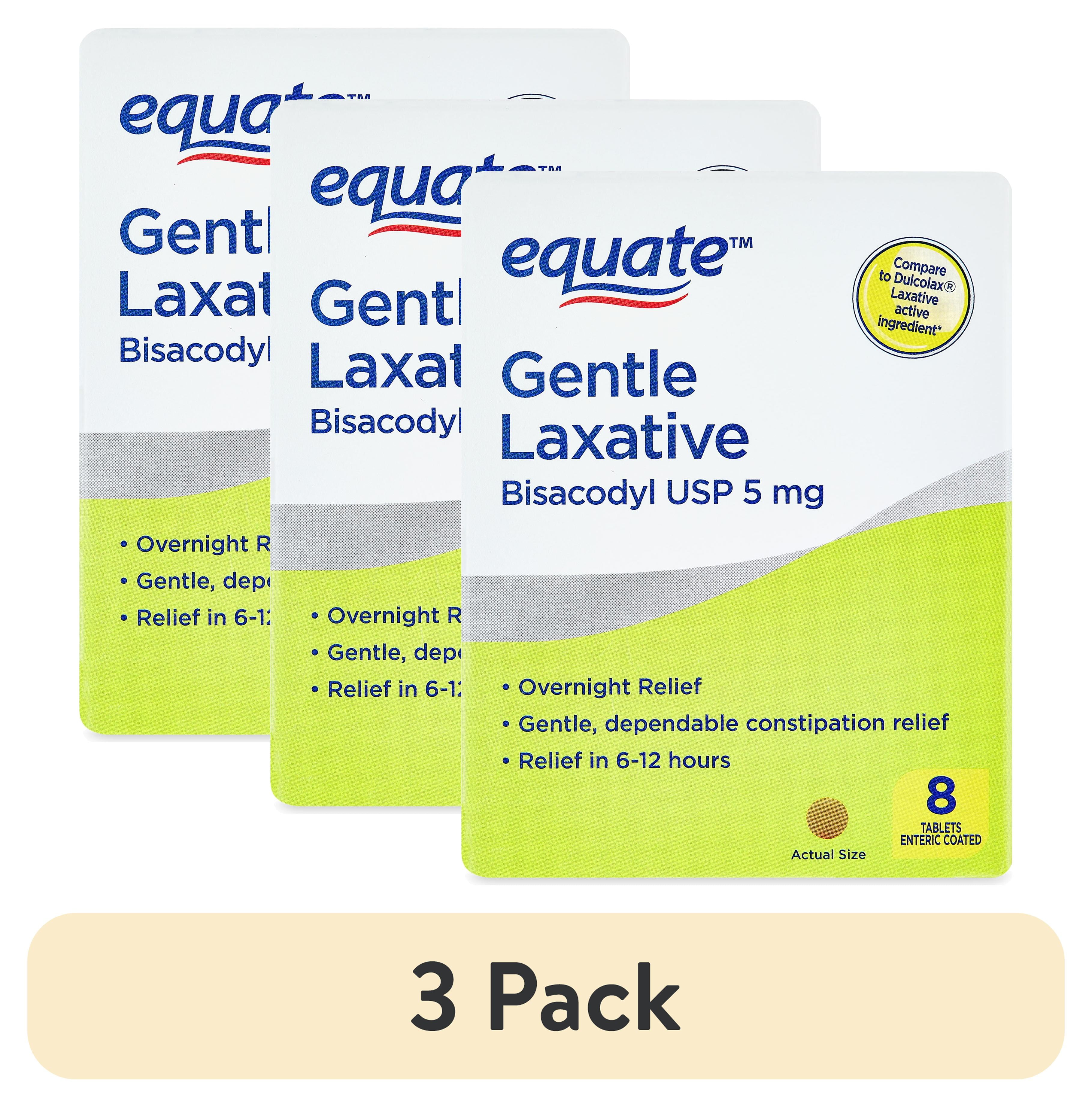 (3 pack) Equate Gentle Laxative Bisacodyl for Adult Constipation, 5mg, 8 Coated Tablets ...