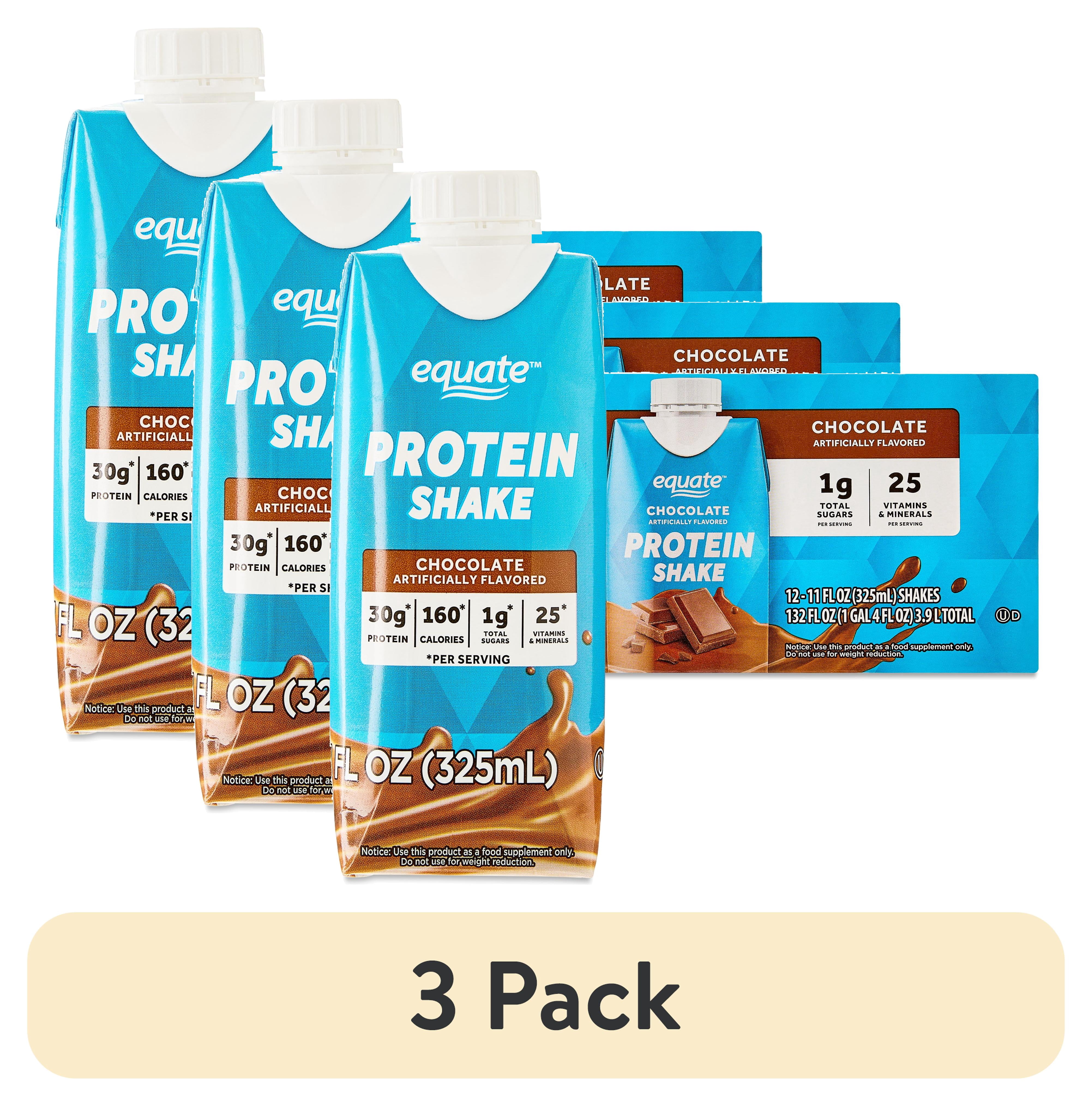(3 pack) Equate Protein Shake, Chocolate, 11 fl oz, 12 Count - Walmart.com