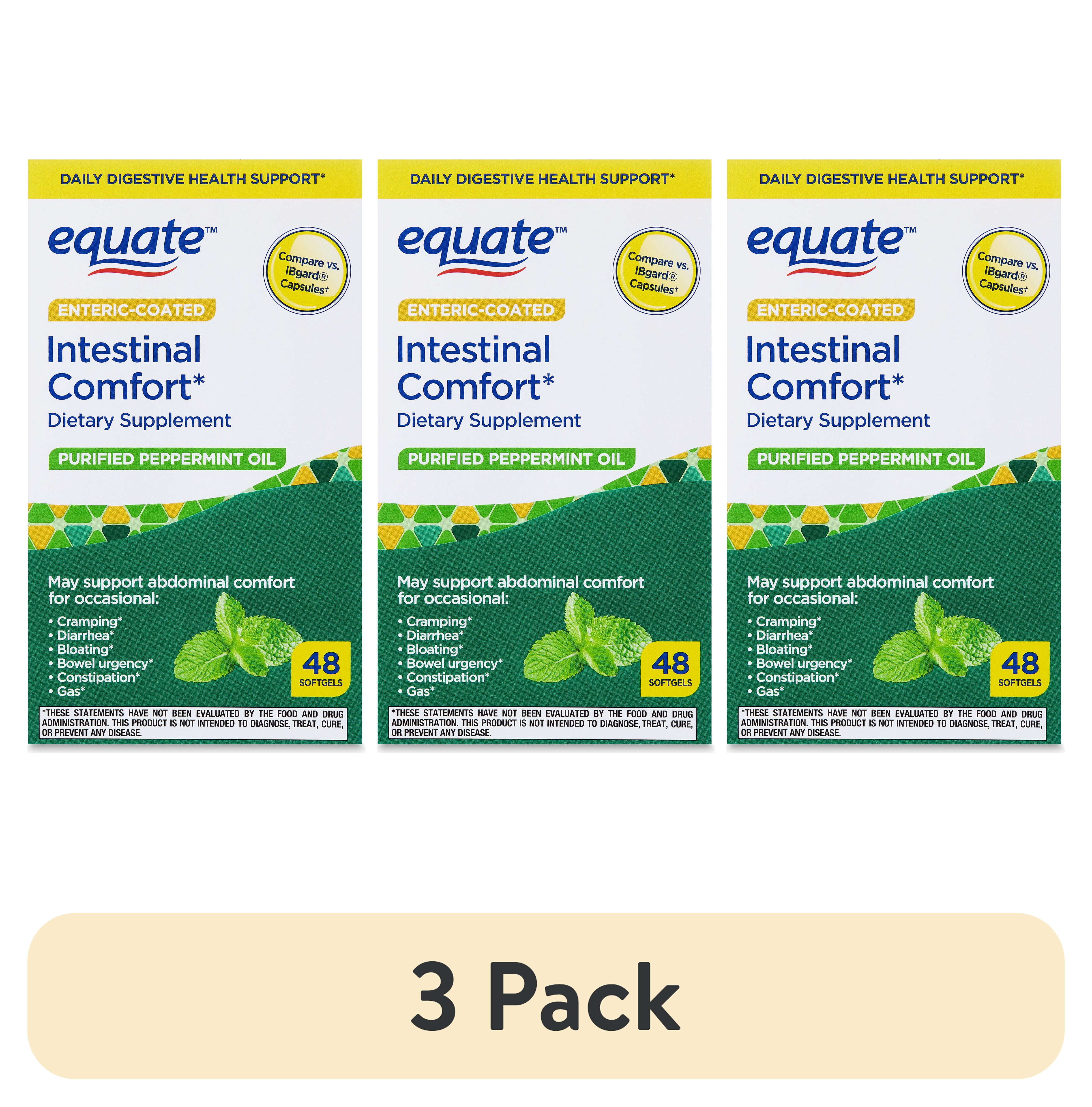 (3 pack) Equate Intestinal Comfort Purified Peppermint Oil Dietary ...