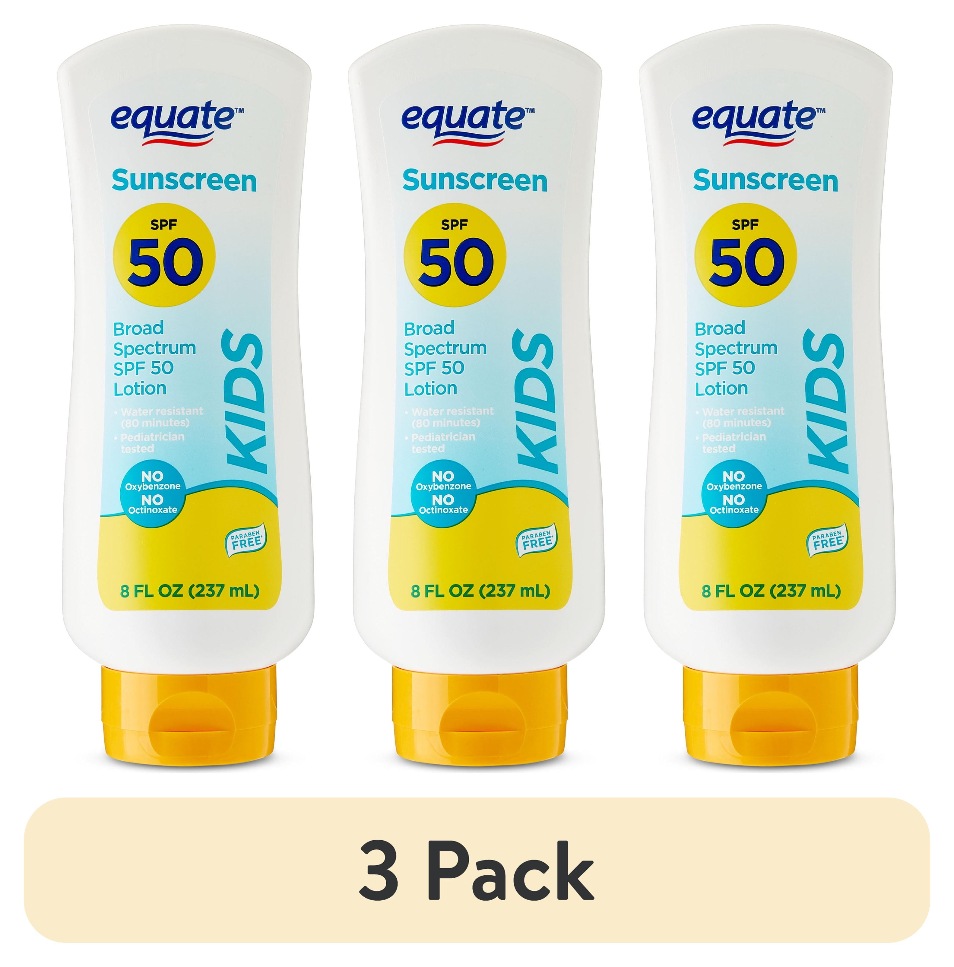 (3 pack) Equate Kids Broad Spectrum Sunscreen Lotion, SPF 50, 8 fl oz ...