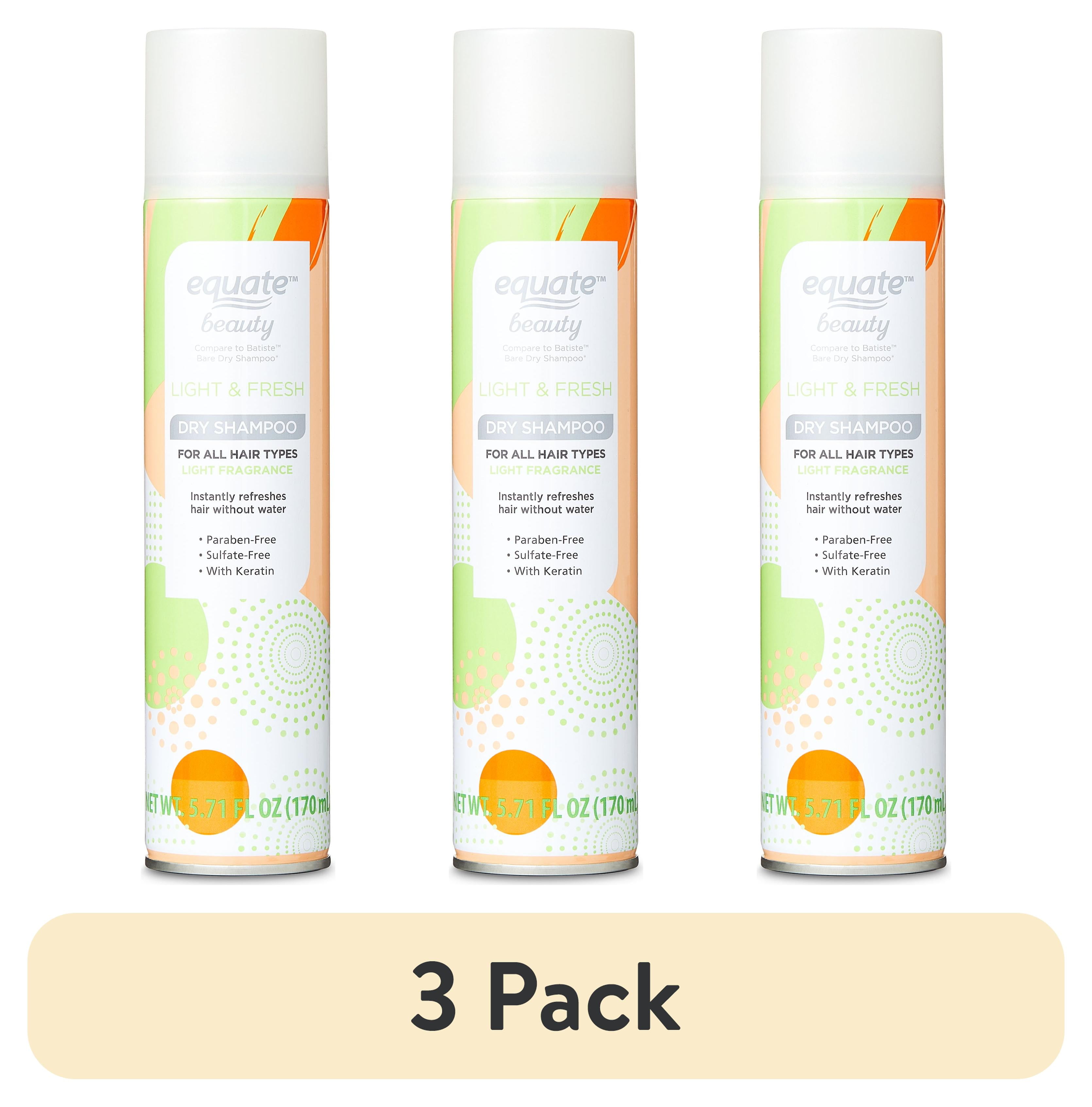 (3 pack) Equate Light & Fresh Dry Shampoo, 5.71 fl oz, Compare to ...